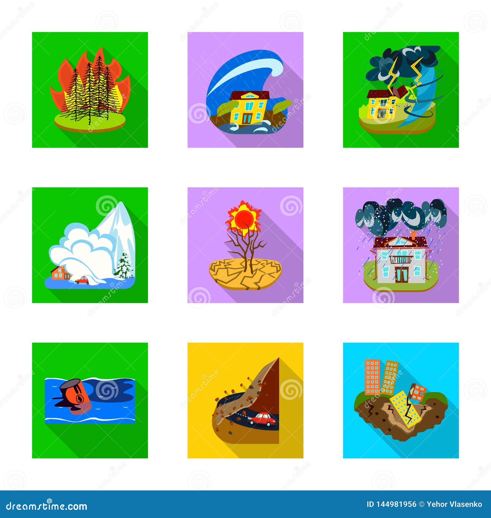 Vector Design of Collapse and Environment Icon. Collection of Collapse ...