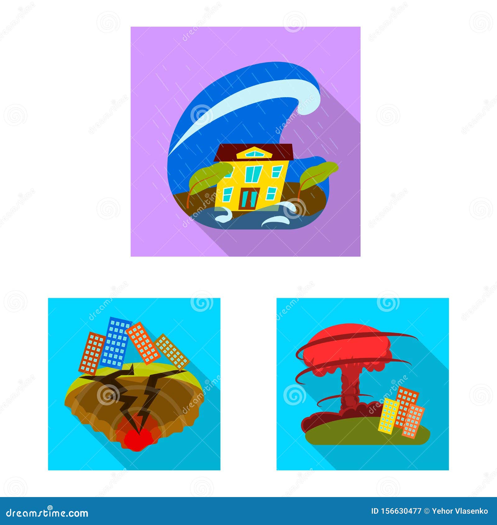 Vector Illustration of Collapse and Environment Symbol. Set of Collapse ...