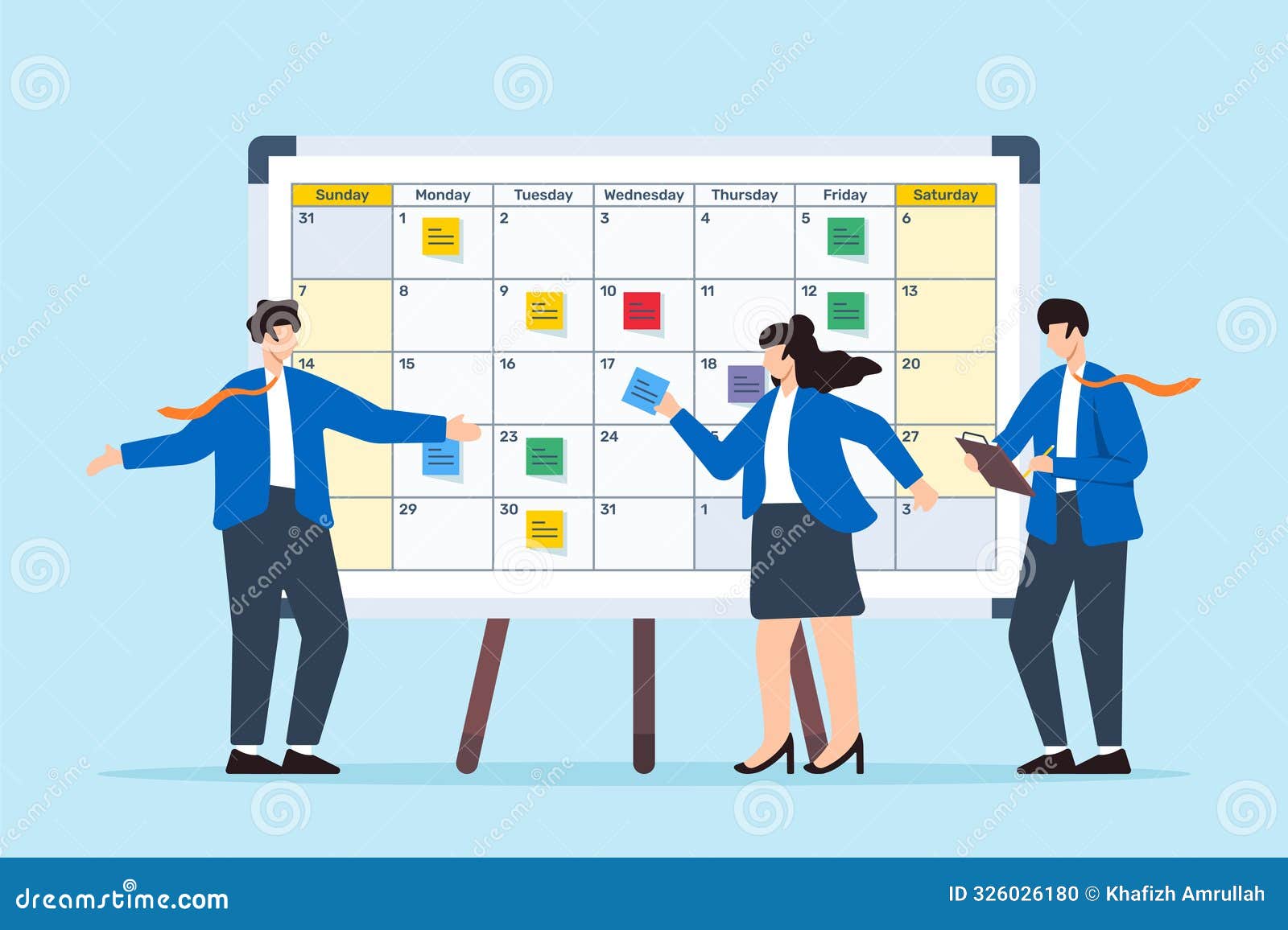 Vector Illustration of Colleagues Developing Content Calendar with ...