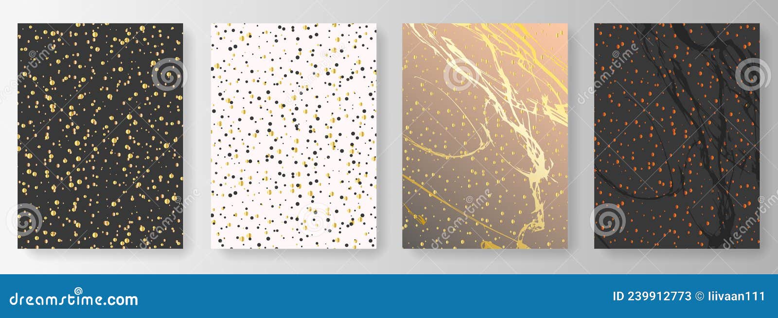 Collection of Backgrounds with Pattern Gold Splash, Smudge, Paint Drop ...