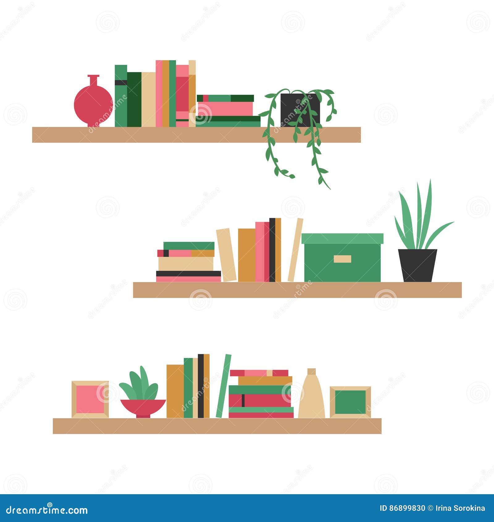 Vector Illustration. the Collection of Bookshelves Stock Vector ...