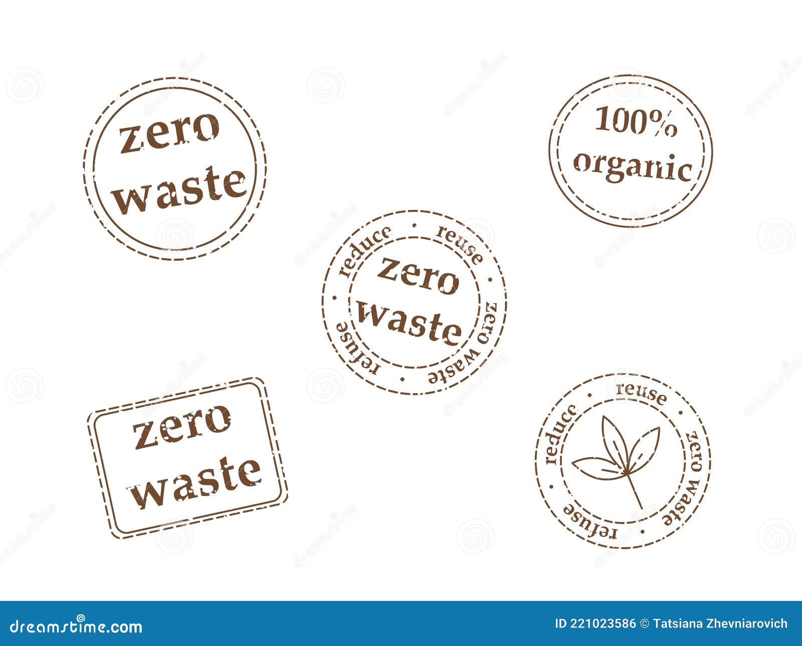 Vector Illustration, Collection of Stamps for Zero Waste Ecological ...