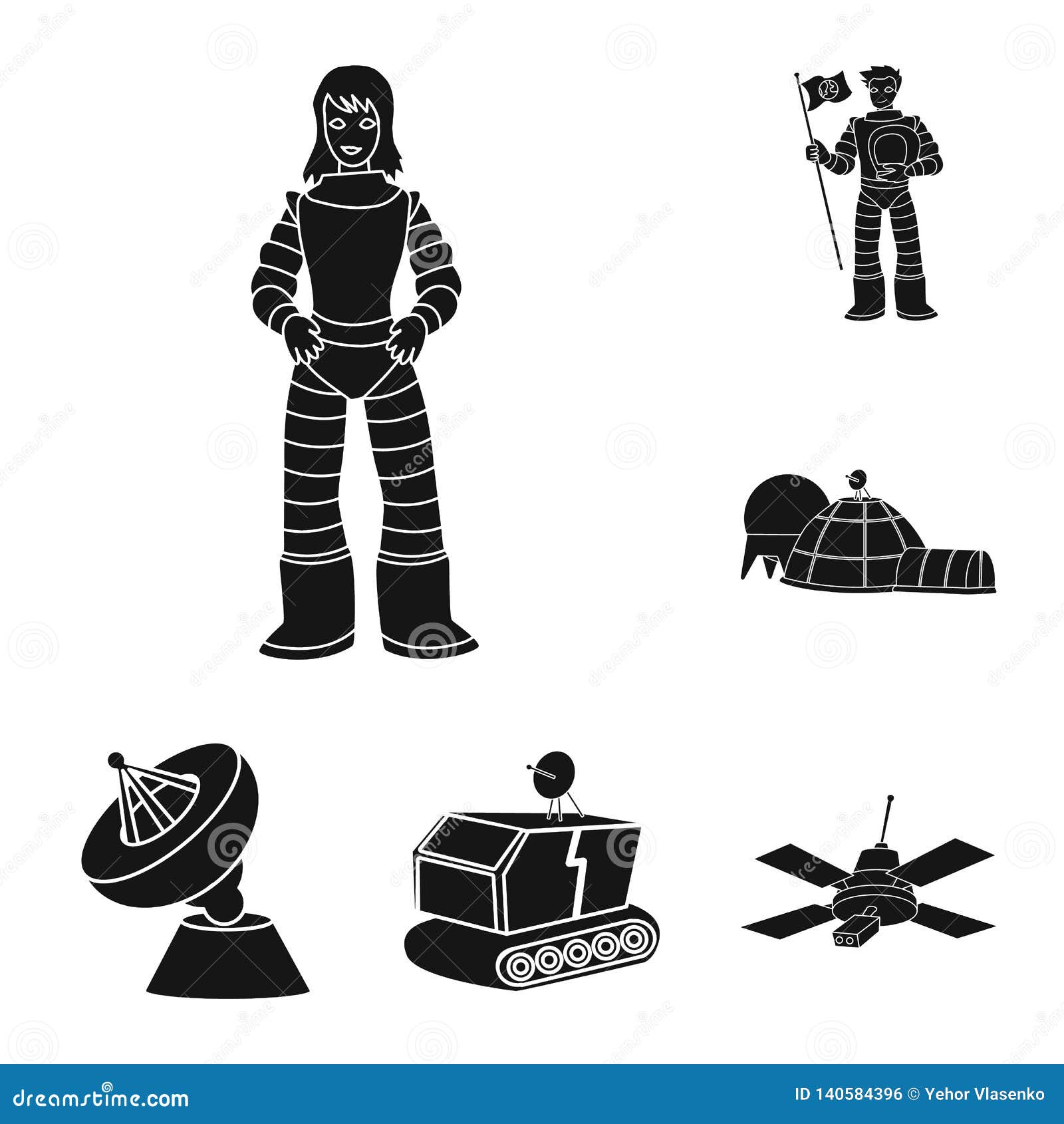 Vector Design of Colonization and Sky Icon. Set of Colonization and ...