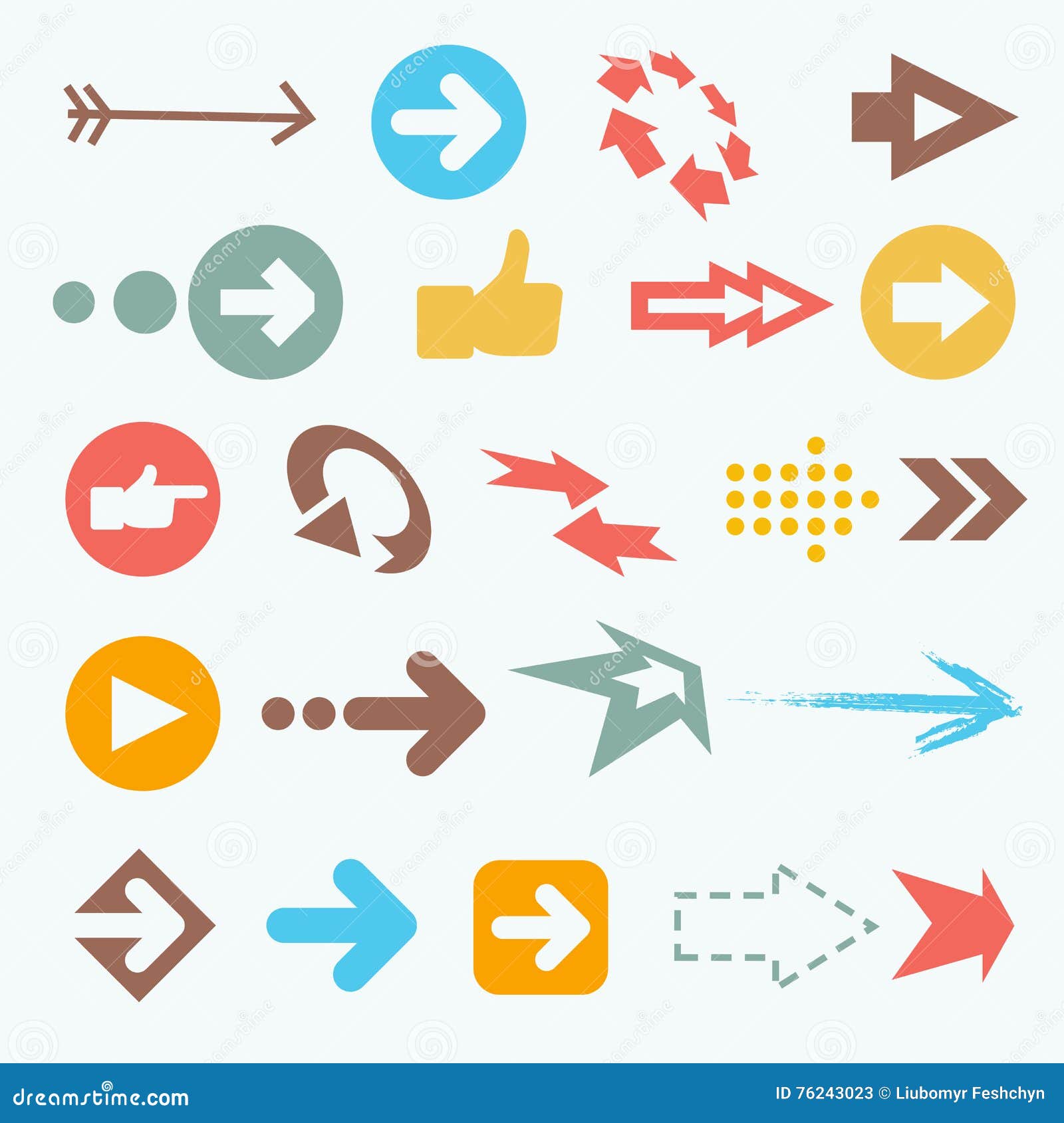 Vector Illustration of Color Arrow Icons. Big Collection Stock Vector ...
