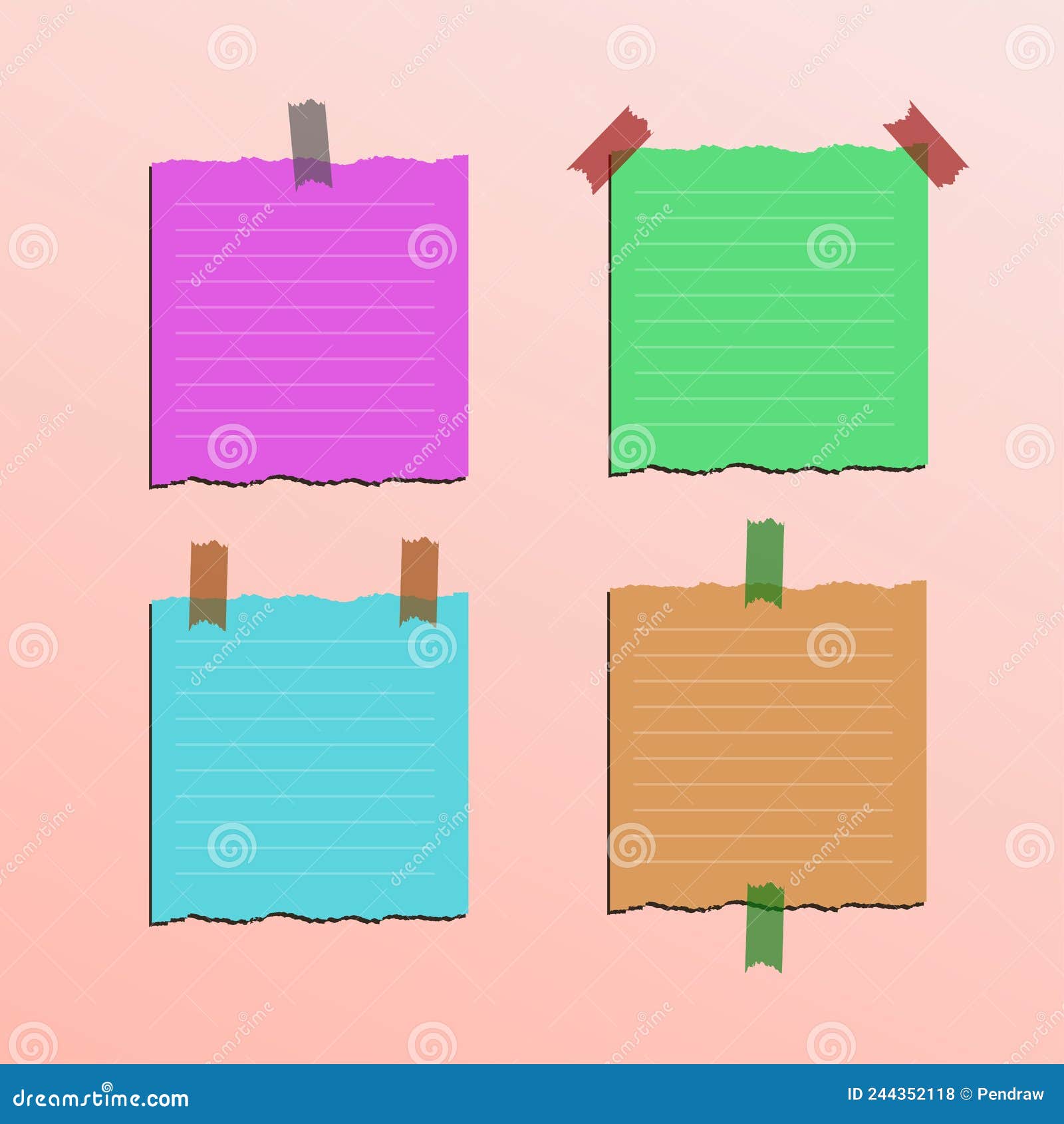 Vector Illustration, 4 Color Blank Paper, for Reminder Notes 01 Stock ...