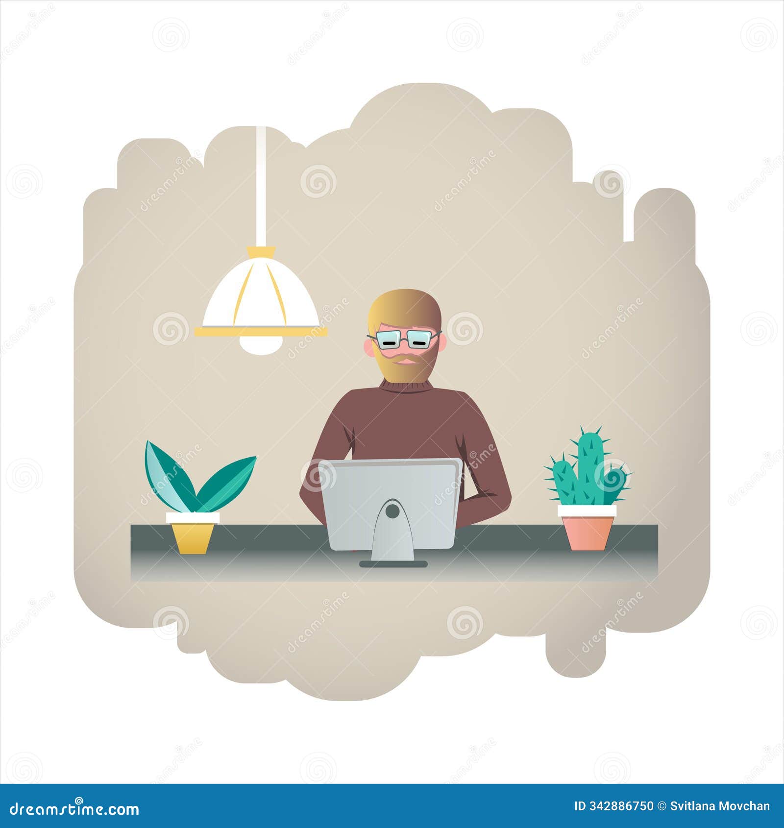 Vector Illustration with Color Image of a Programmer Stock Illustration ...
