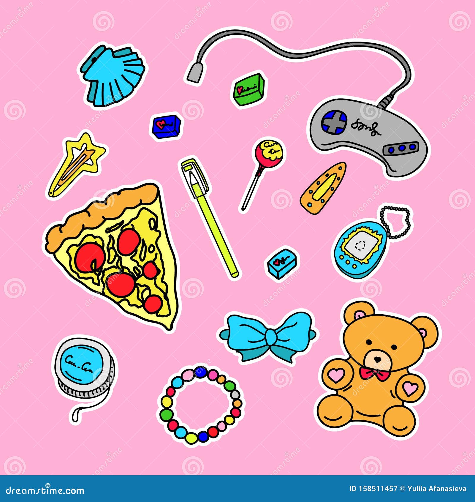 Vector Illustration with a Set of Things from the 90s Stock Vector ...