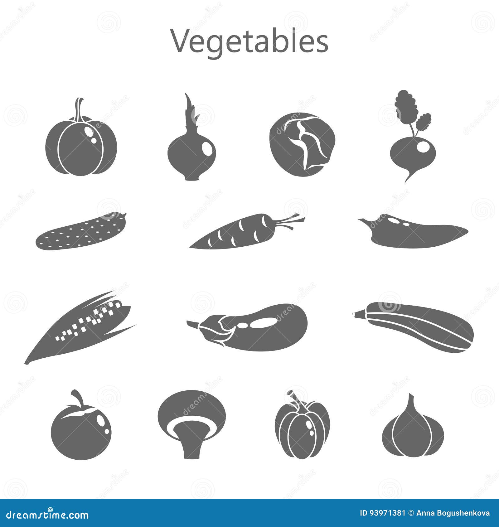 Vector Illustration of Color Set of Vegetables Stock Vector ...