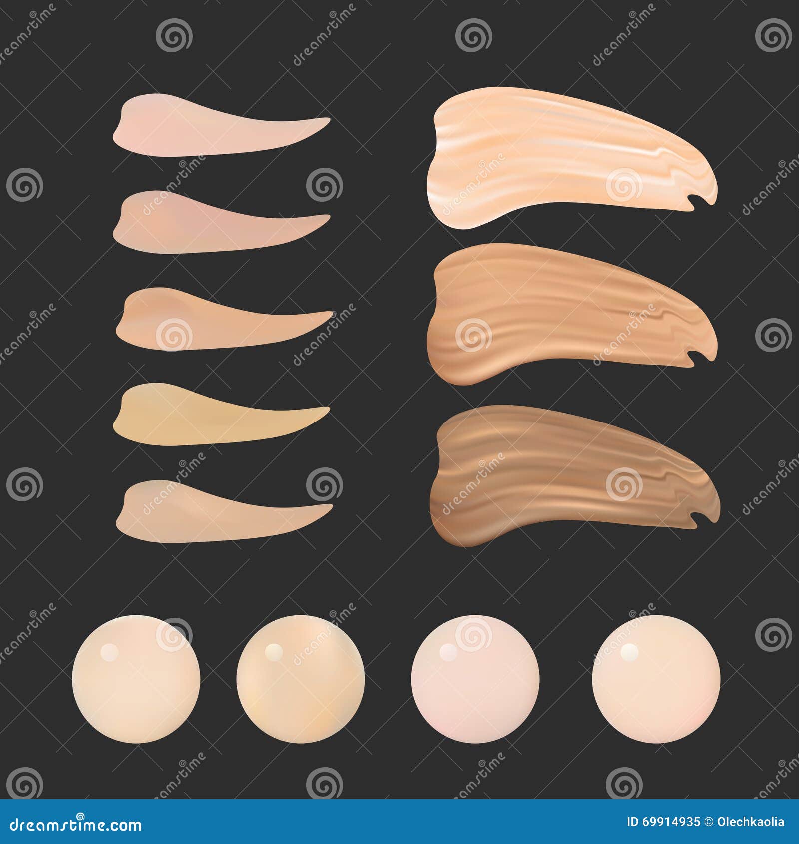 Vector Illustration of Color Shades Palette for Foundation Make Up ...