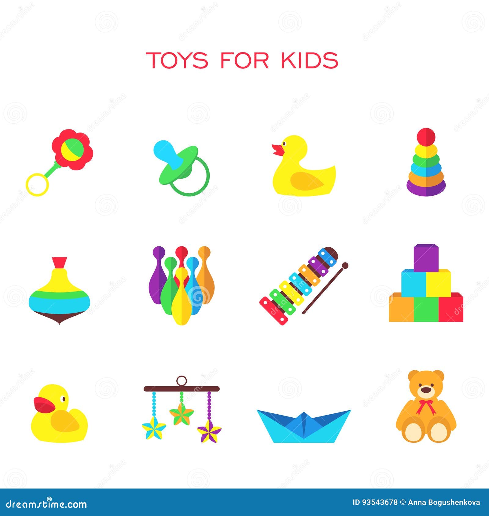 Vector Illustration of Color Toys for Kids Stock Vector - Illustration ...