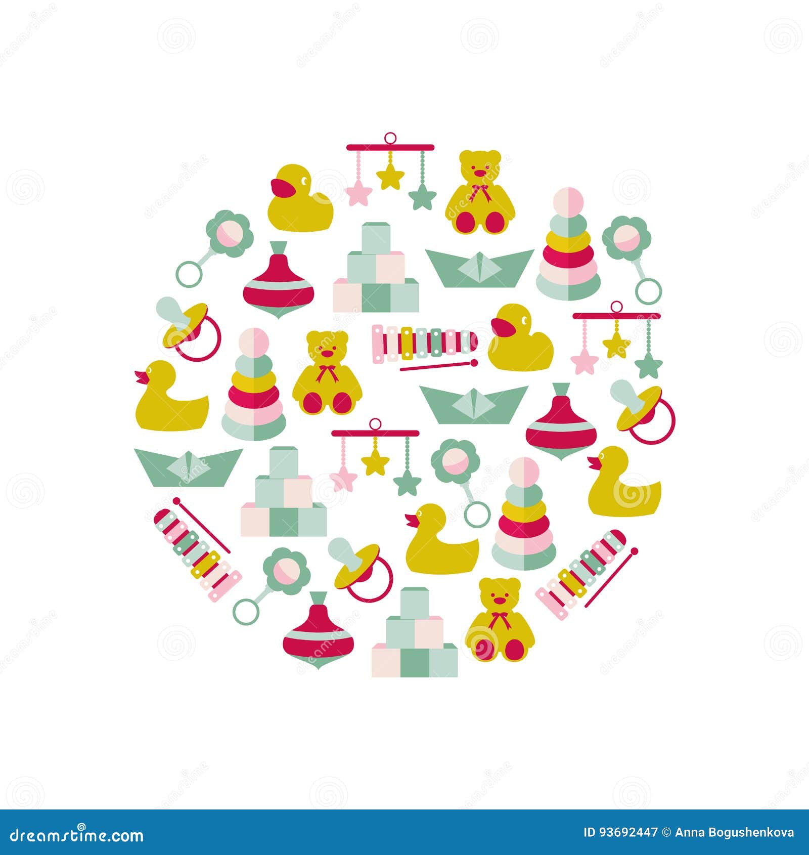 Vector Illustration of Color Toys for Kids Stock Vector - Illustration ...