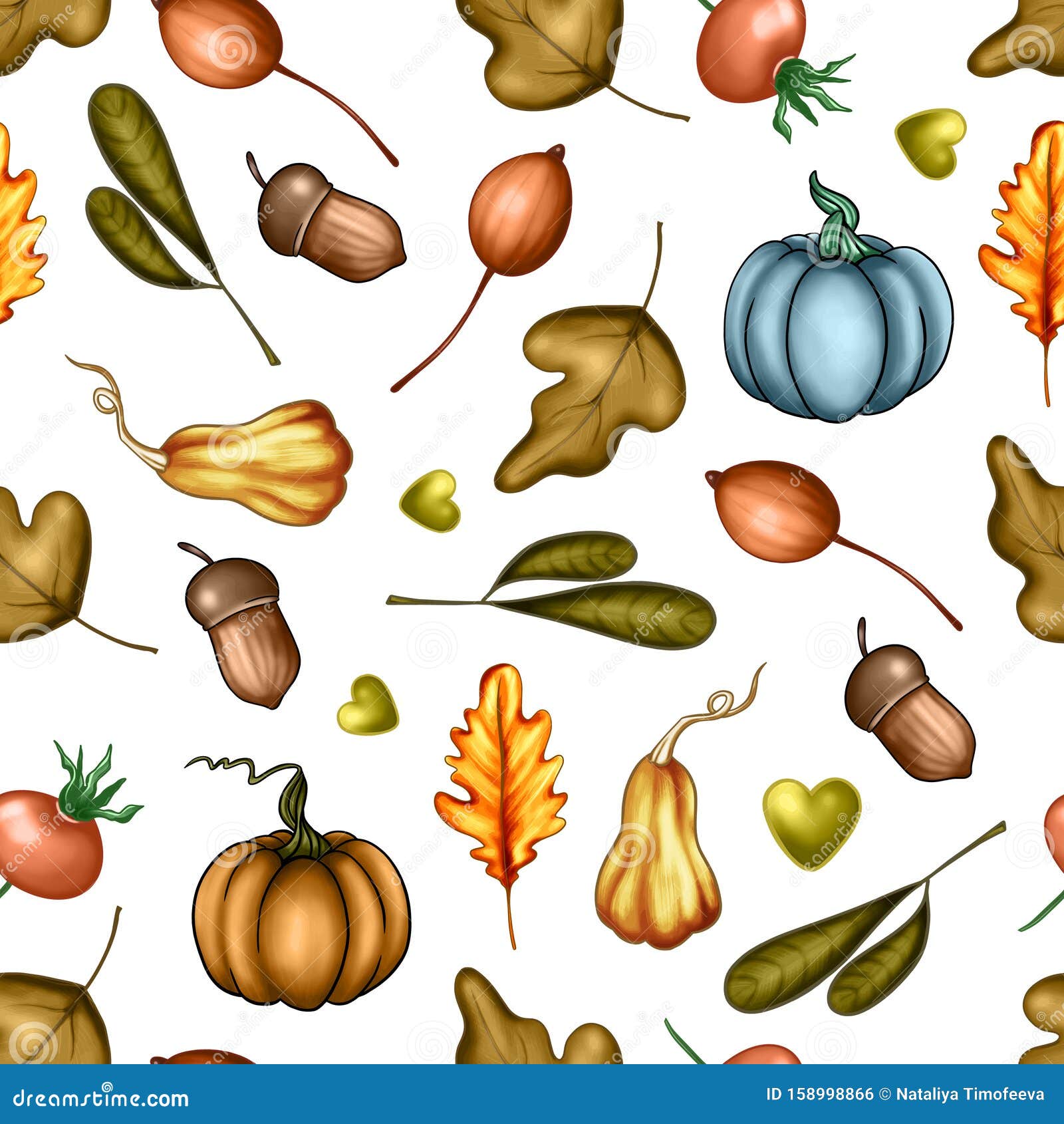 Vector Illustration of a Colored Autumn Seamless Pattern of Pumpkin ...