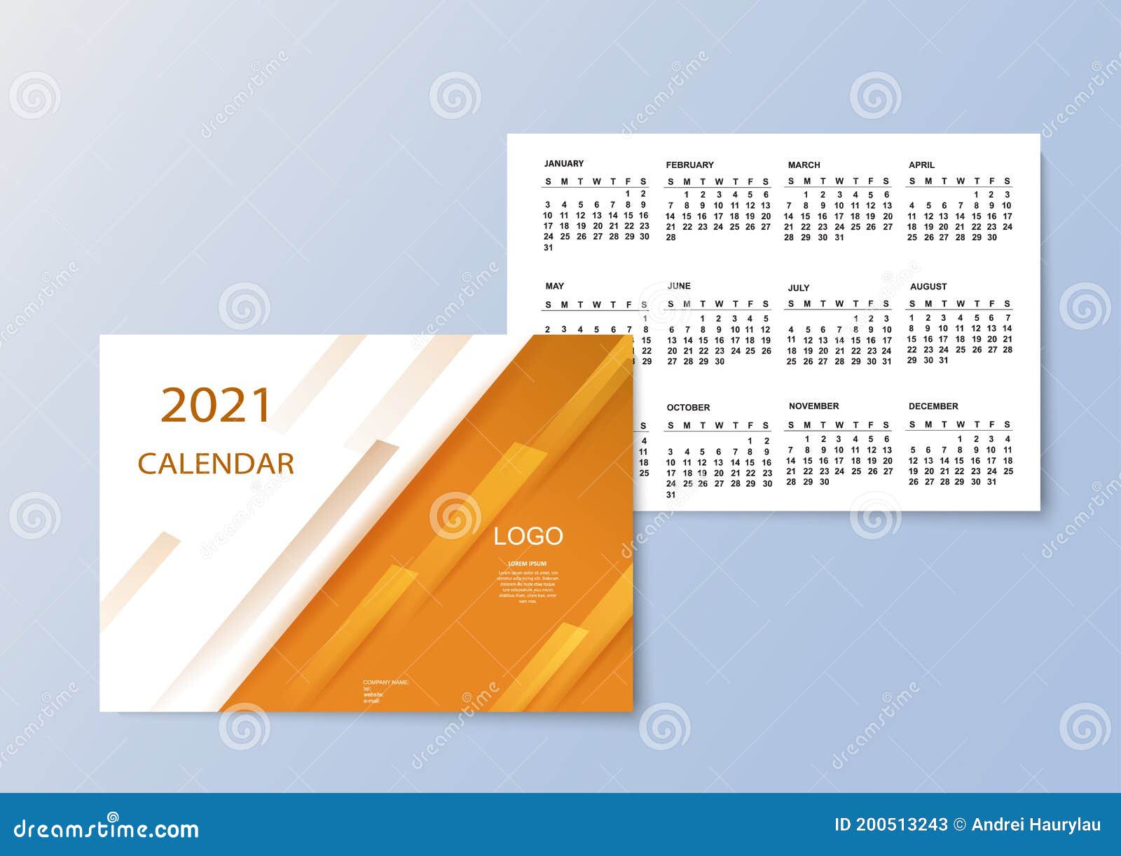 Vector Illustration of a Colored Calendar with Months for 2021. EPS 10 ...