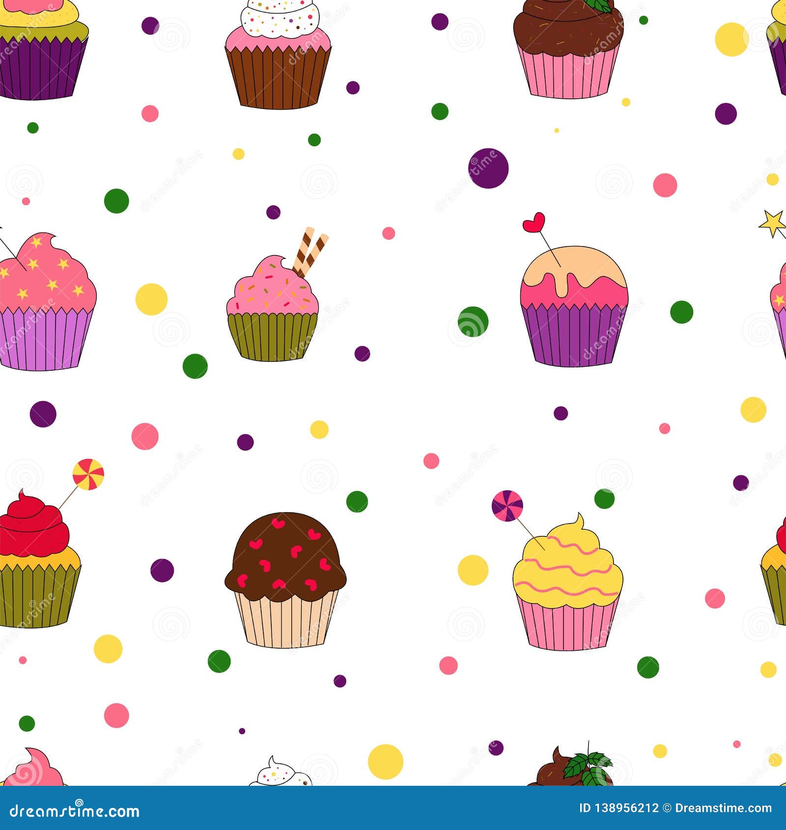Cupcakes pattern stock vector. Illustration of celebration - 138956212