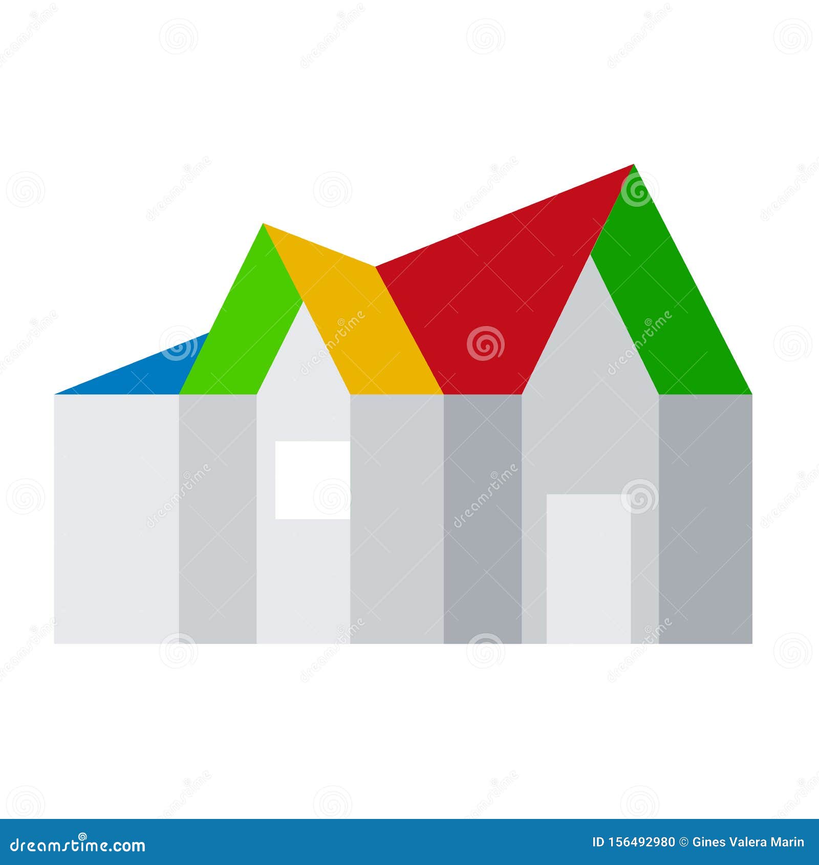 Colored Home Icon in Rectangular and Flat Style. Stock Vector ...