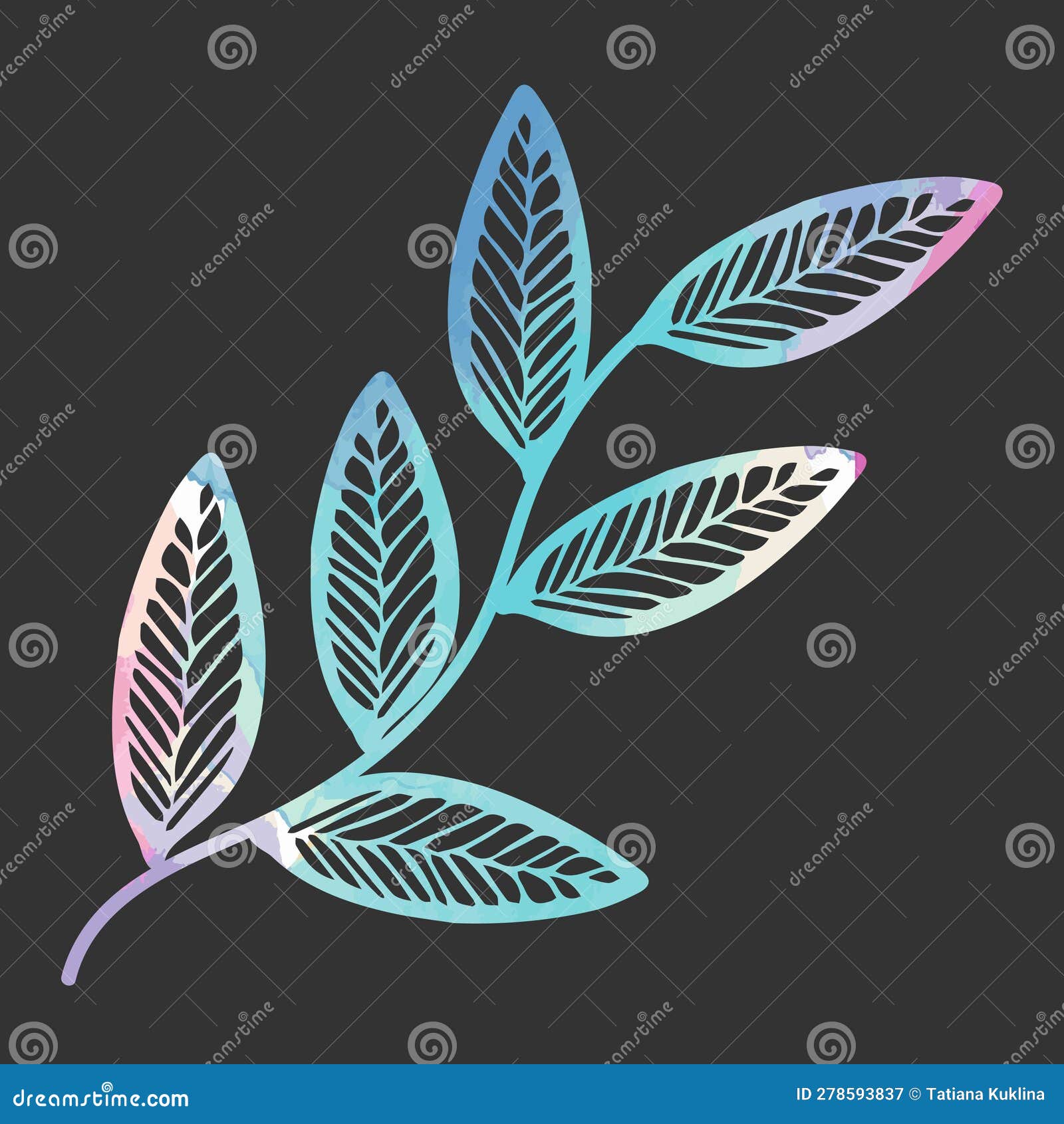 Vector Illustration of Colored Leaves on a Gray Background Stock Vector ...