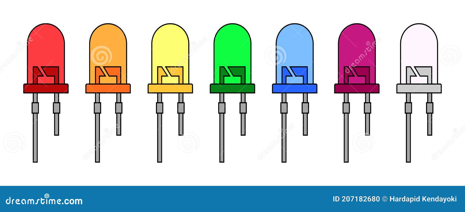 Vector Illustration of Colored LEDs Collection on White Background ...