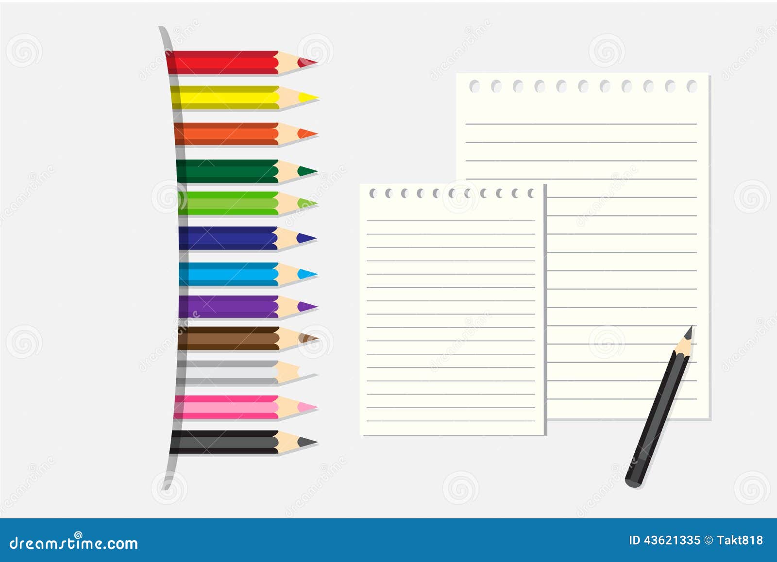 Vector Illustration Colored Pencils and Notepad Stock Vector ...