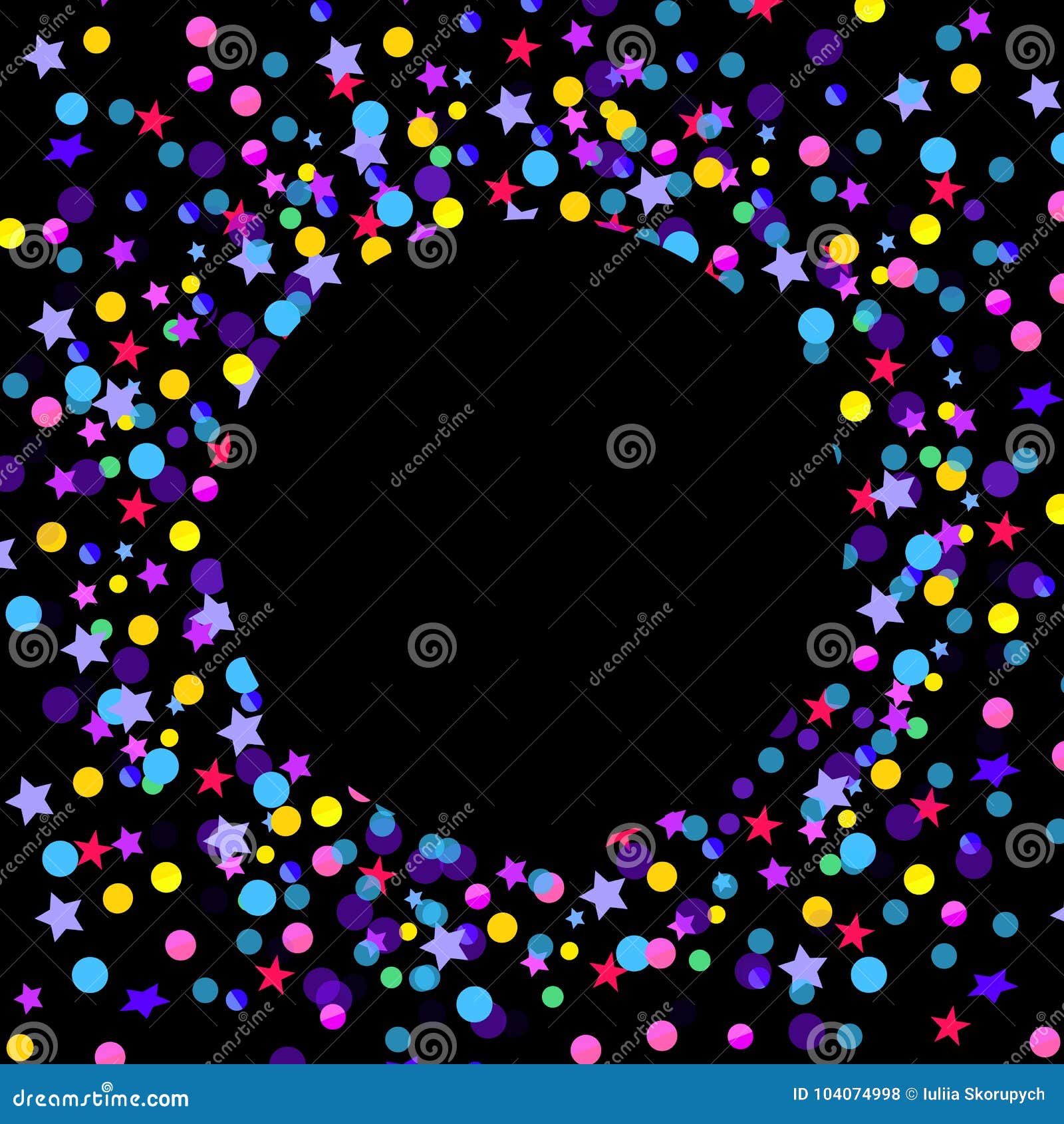 Confetti On Black Background Stock Vector Illustration Of Greeting