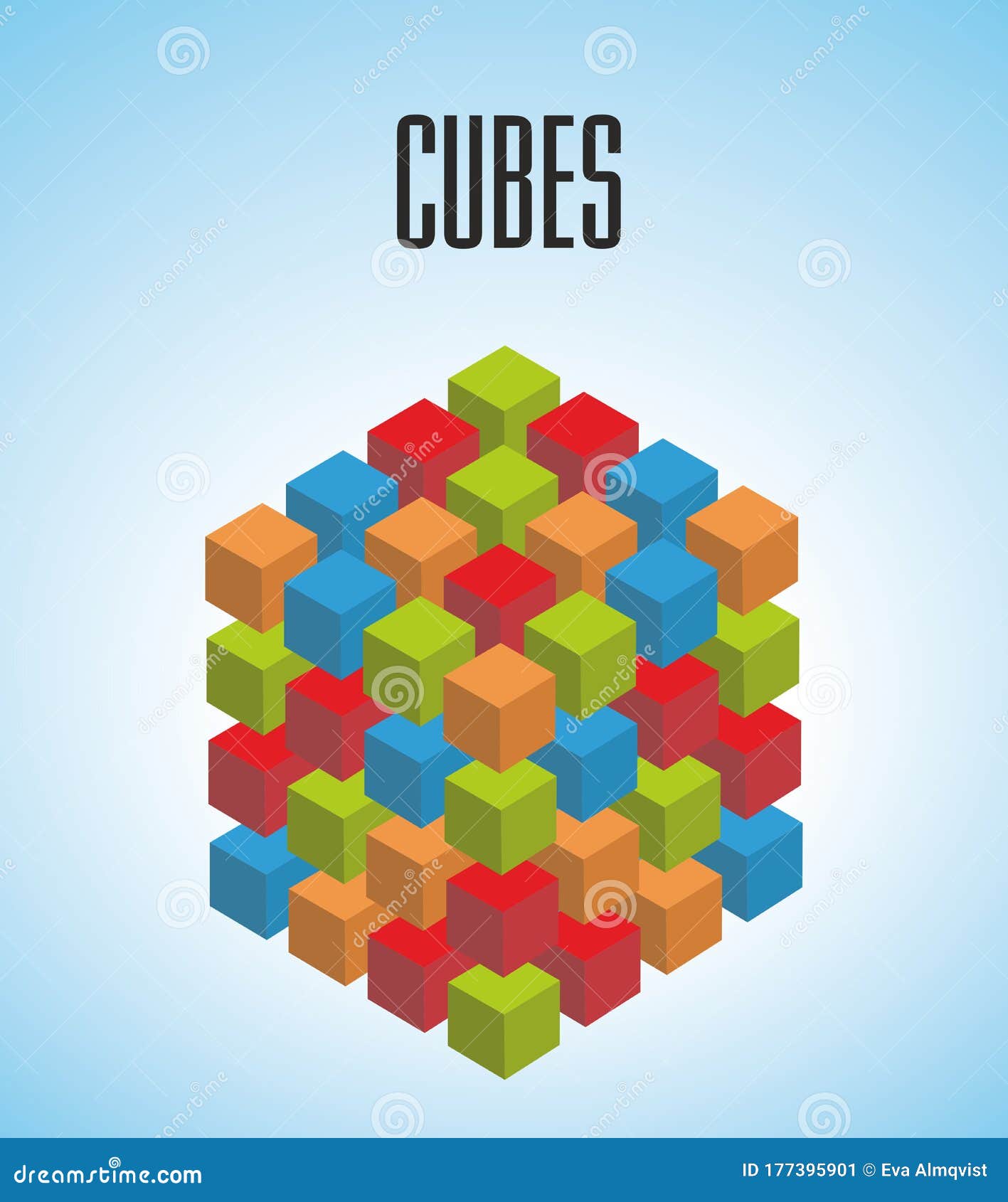 Vector Illustration, Colorful Cubes in Nice Perspective. Stock Vector ...