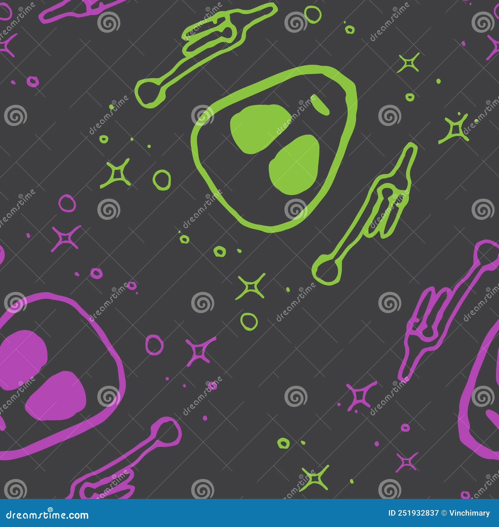 Vector Illustration of Colorful Cute Space Alien Pattern Stock Vector ...