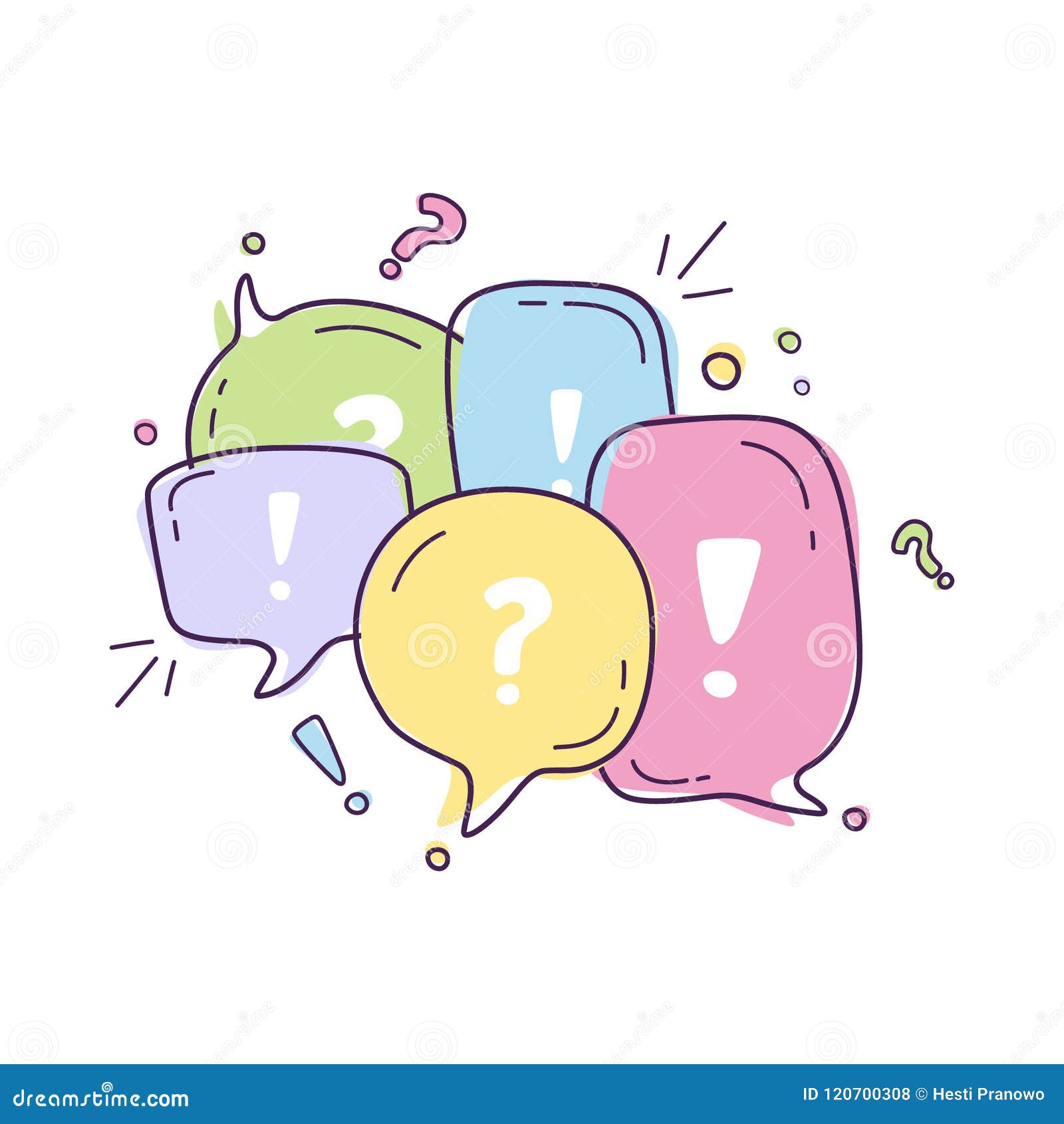 Vector Illustration of Colorful Dialog Speech Bubbles with Icons Let`s ... Vector Illustration of Colorful Dialog Speech Bubbles with Icons Let`s ...