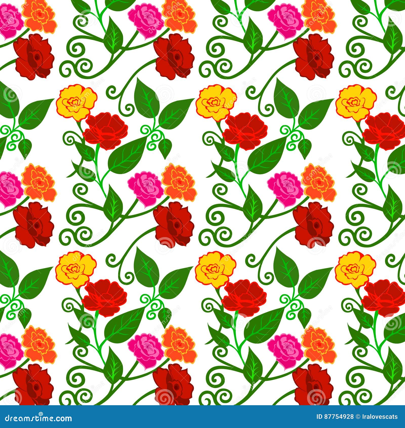 Vector Illustration of Colorful Flowers Pattern Stock Illustration ...