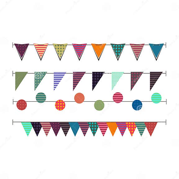 Vector Illustration of Colorful Garlands on White Isolated Background ... Vector Illustration of Colorful Garlands on White Isolated Background ...