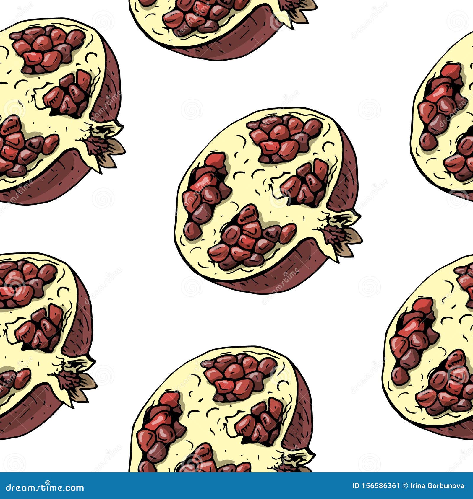 Vector Illustration Colorful Garnet Seamless Pattern on White ...