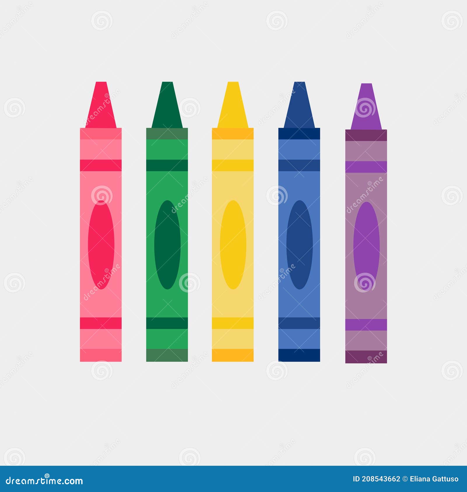 Set of Five Colorful Crayons. Vector Illustration. Stock Vector ...