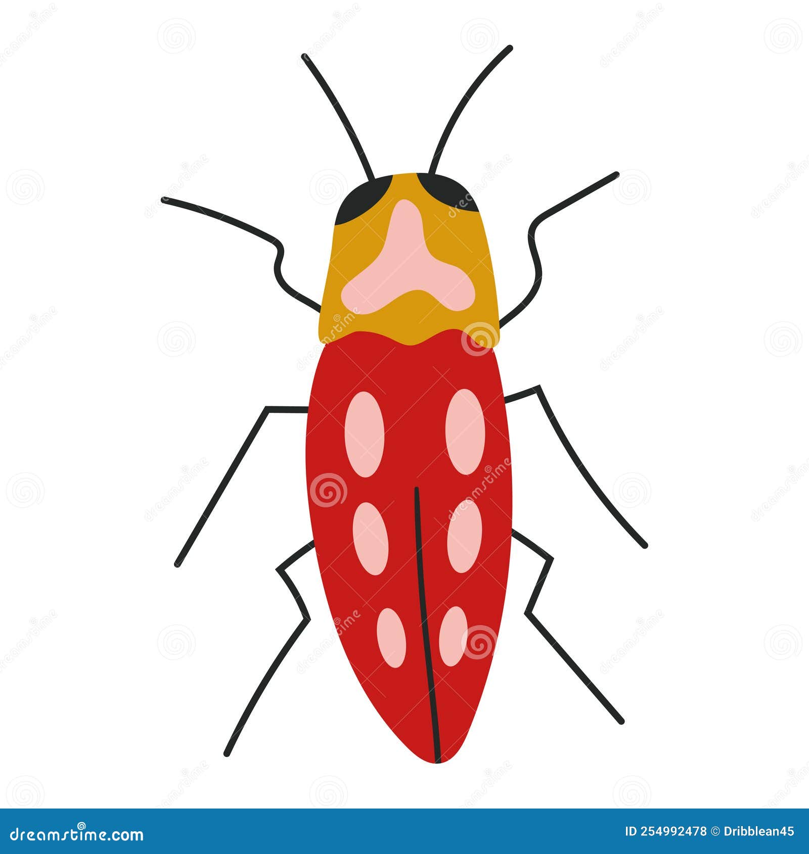 Vector Illustration of Colorful Insect Bug Isolated on White. Hand ...