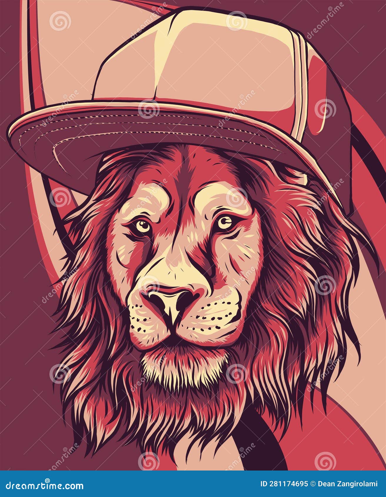 Vector Illustration of Colorful Lion. Digital Draw Stock Vector ...