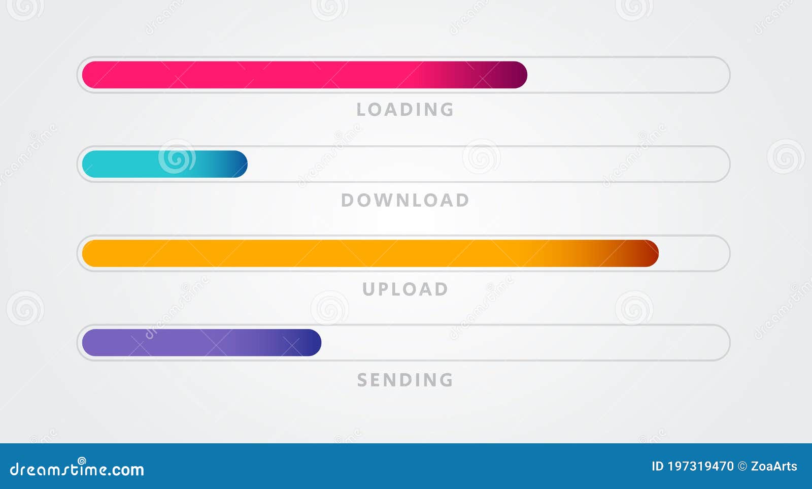 Colorful Loading Spinners. Preloader Progress Web Downloading Bar ...