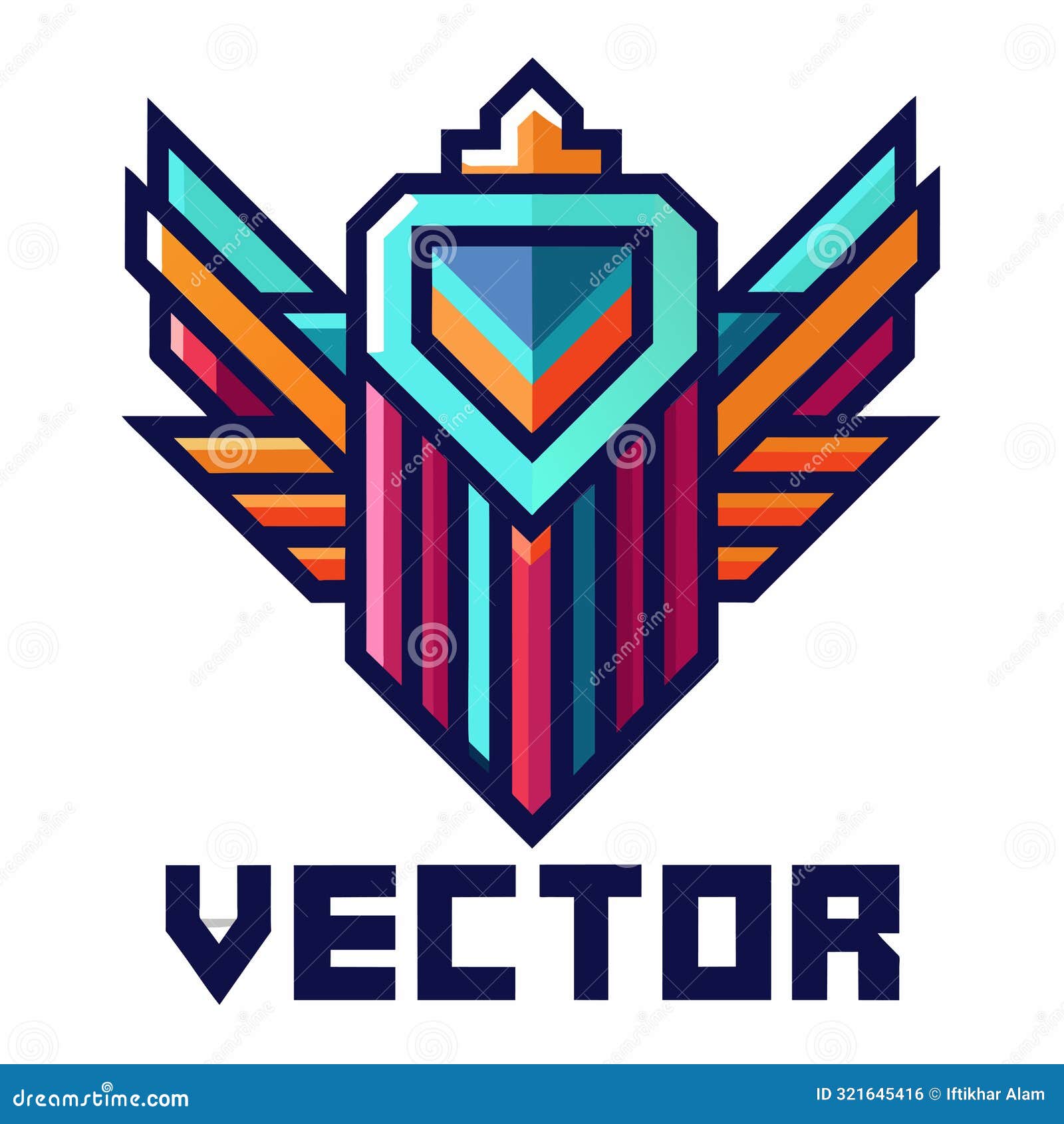 A Vector Illustration of a Colorful Logo Concept Using Pixel Technology ...