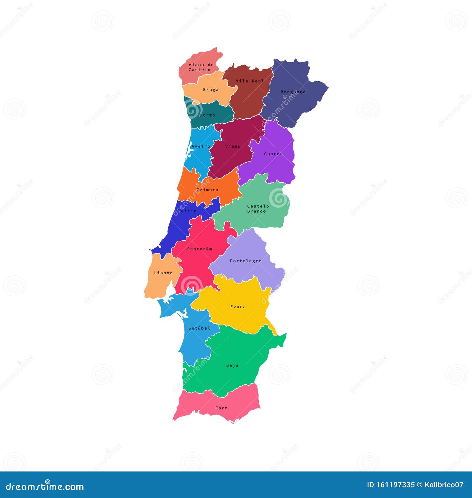 Colorful Portugal Political Map With Clearly Labeled, Separated Layers ...