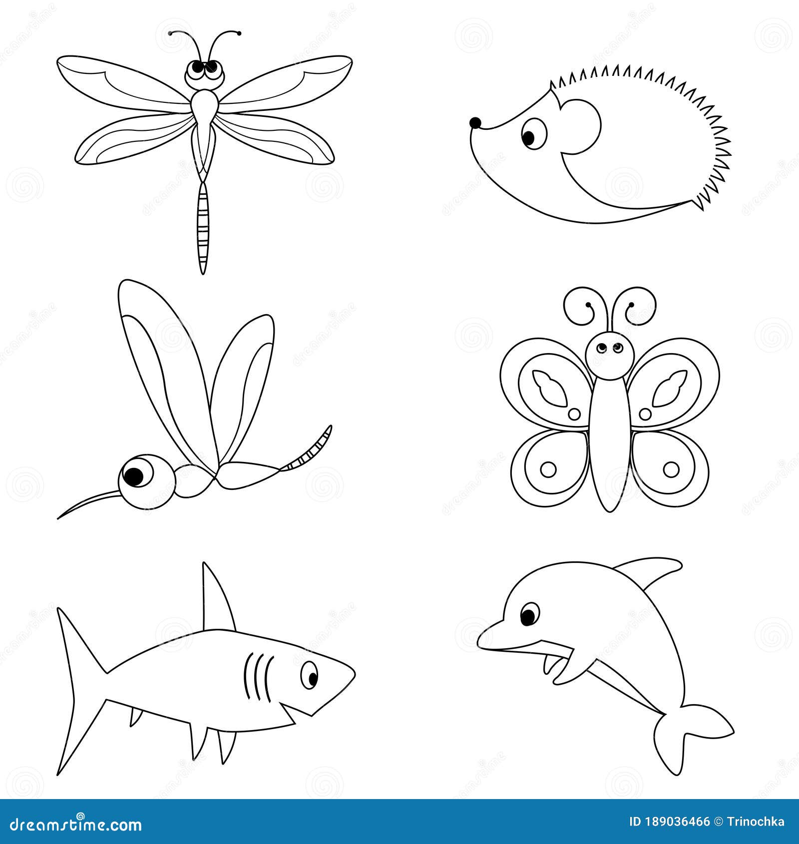 Illustration of Coloring Book Set with Animals for Small Kids Stock ...