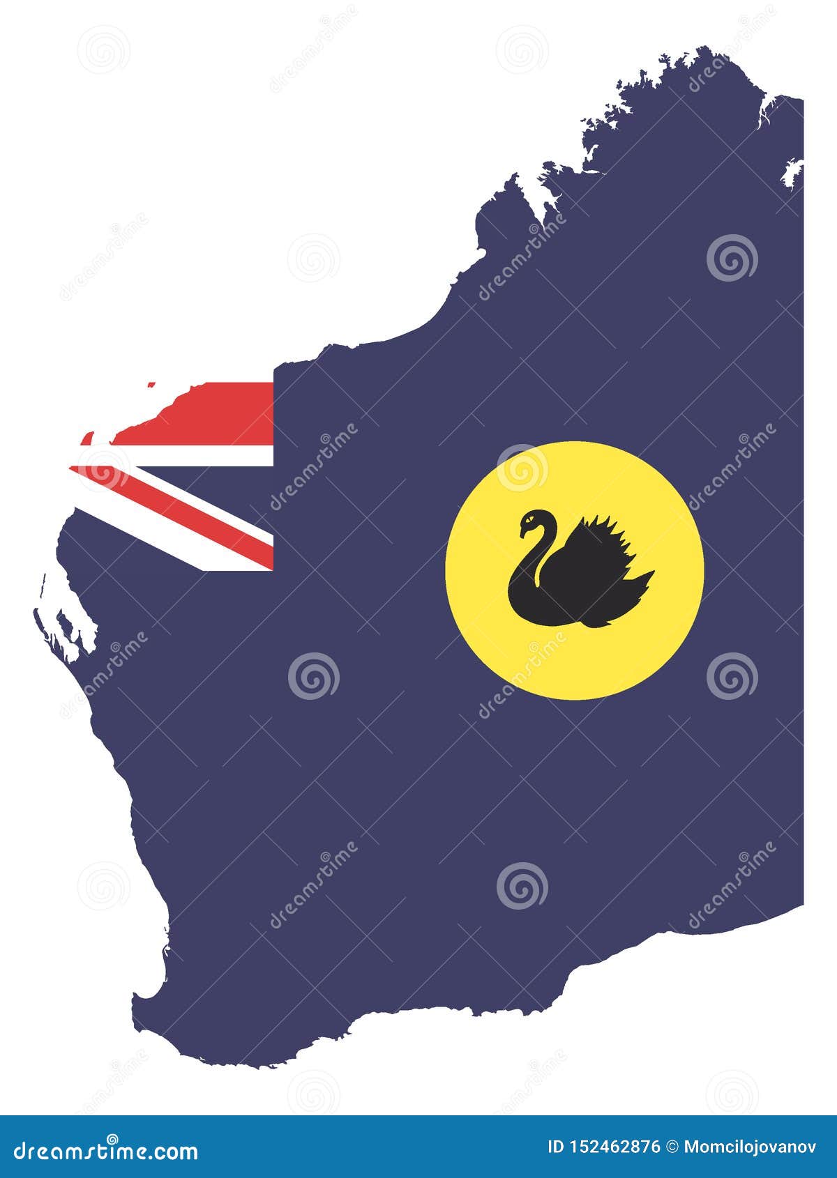 Combined Map and Flag of the Australian State of Western Australia ...