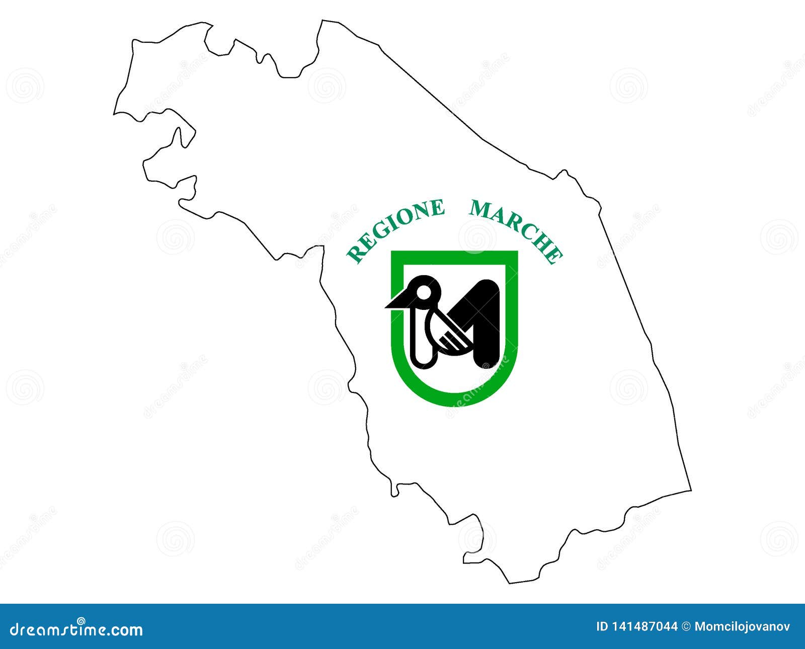 Combined Map and Flag of the Italian Region of Marche Stock Vector ...