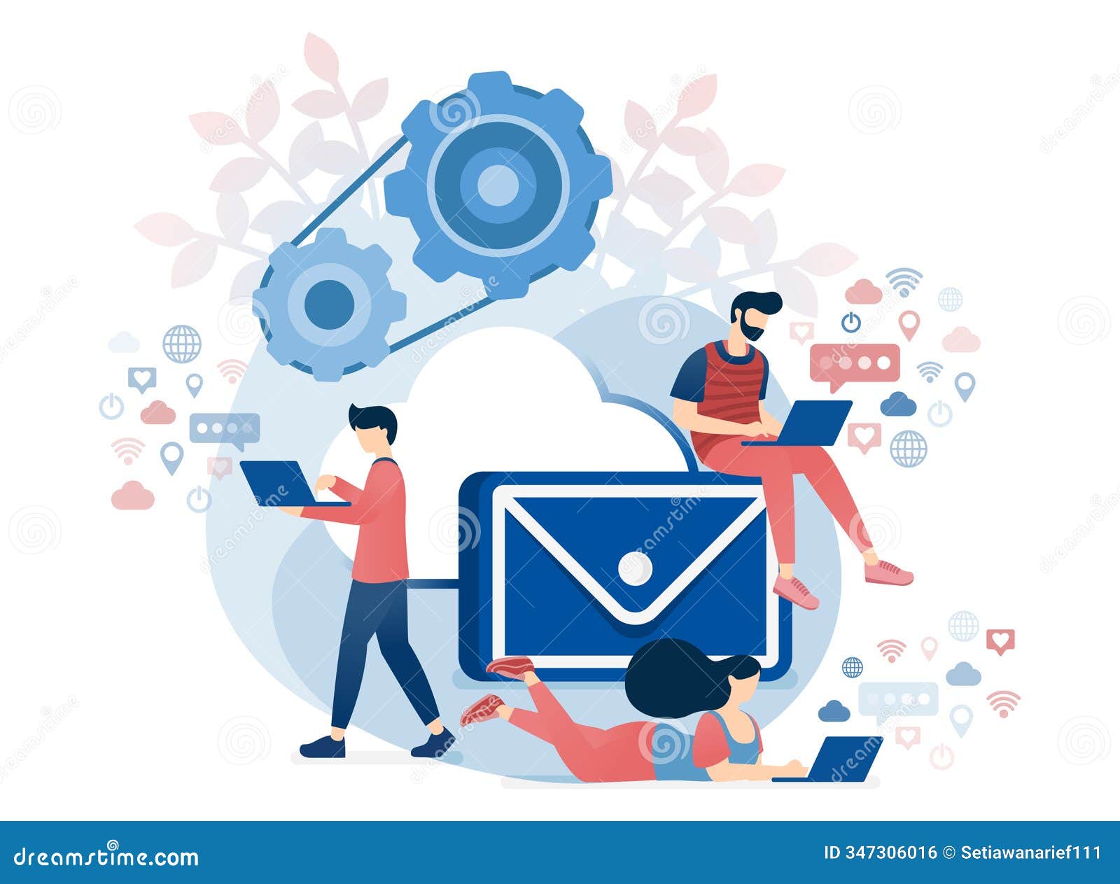 Vector Illustration of Communication and Internet, Group of People Who ...