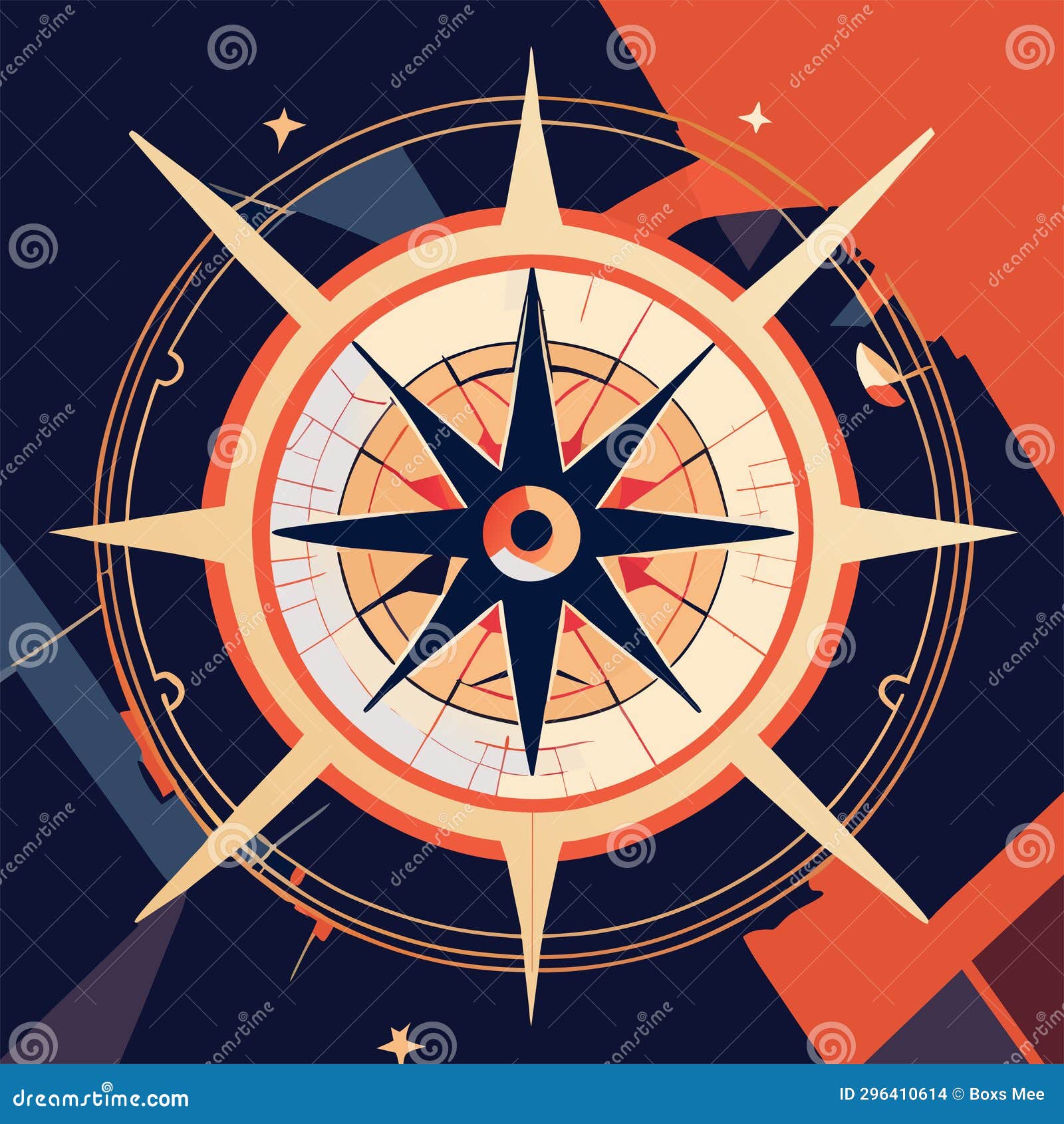 Vector Illustration of a Compass on a Background of Geometric Shapes ...