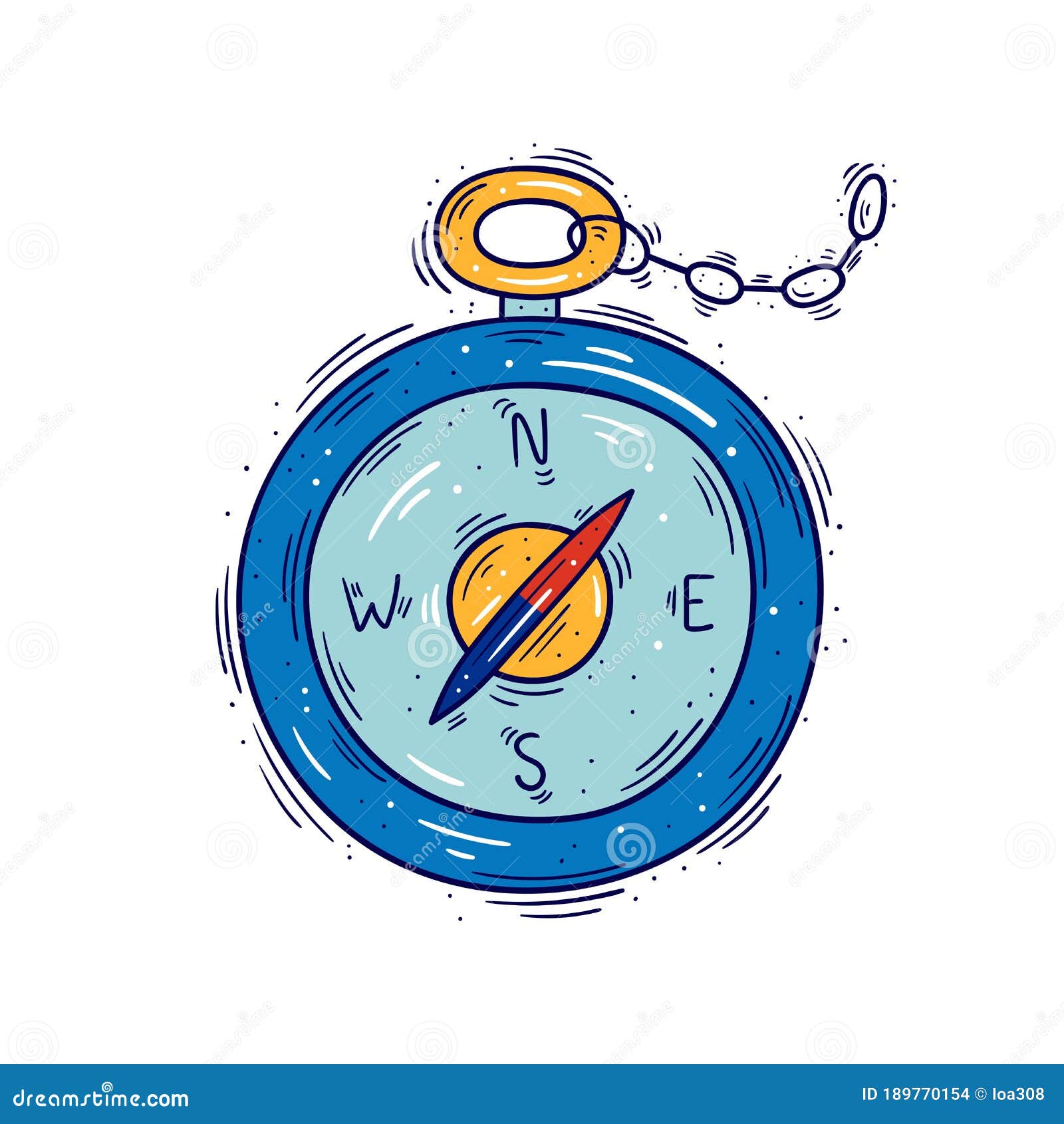 Vector Illustration of a Compass, Hand Drawn Doodle Icon, Isolated ...