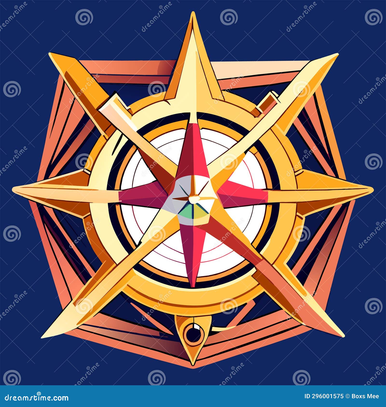 Vector Illustration of a Compass in the Shape of a Star. Wind Rose ...