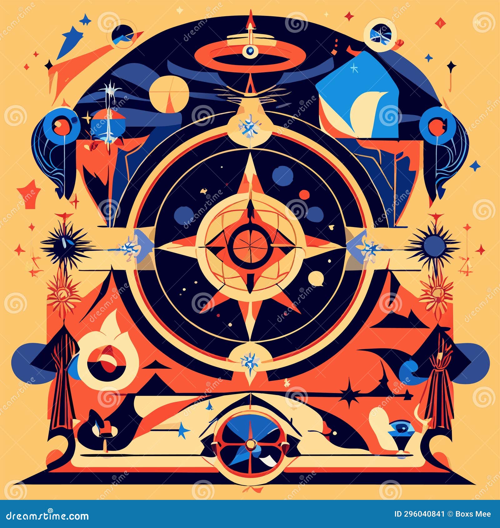 Vector Illustration of a Compass in the Style of a Collage. Generative ...