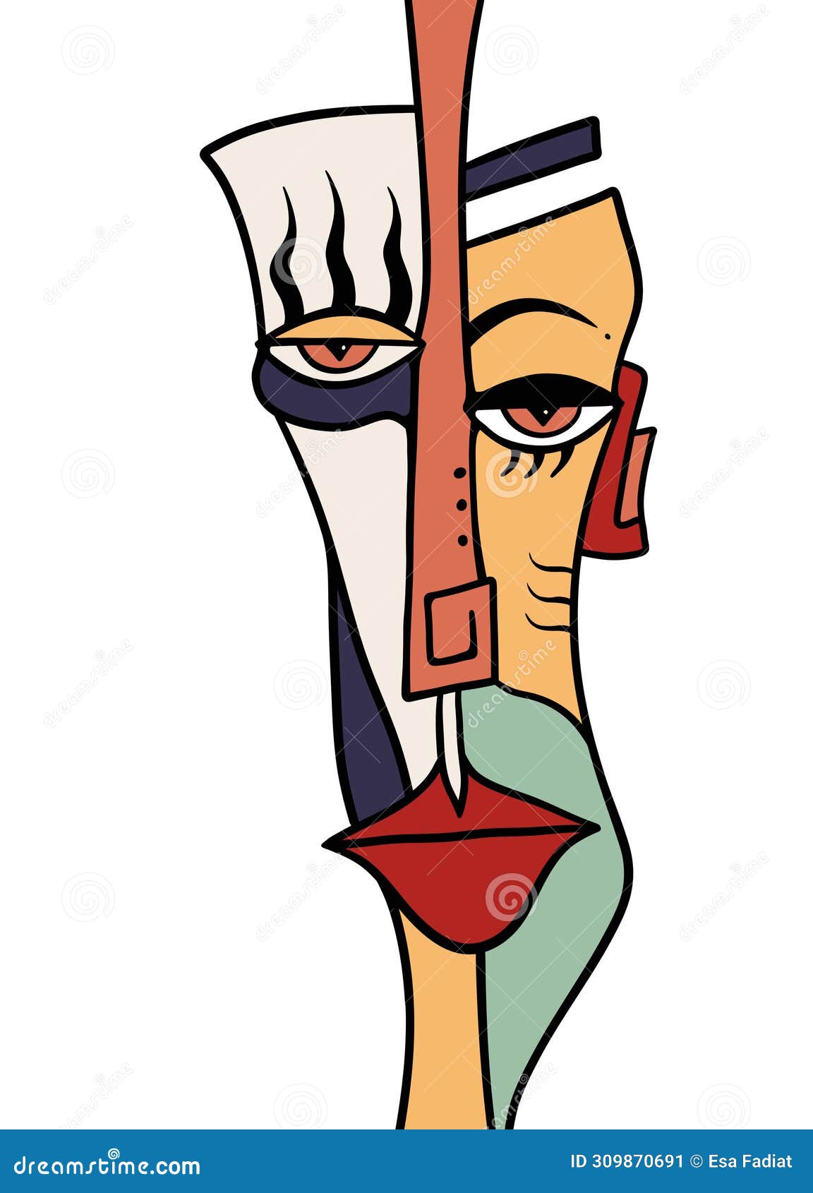 A Vector Illustration of a Complex Self, Using an Abstract Face with ...