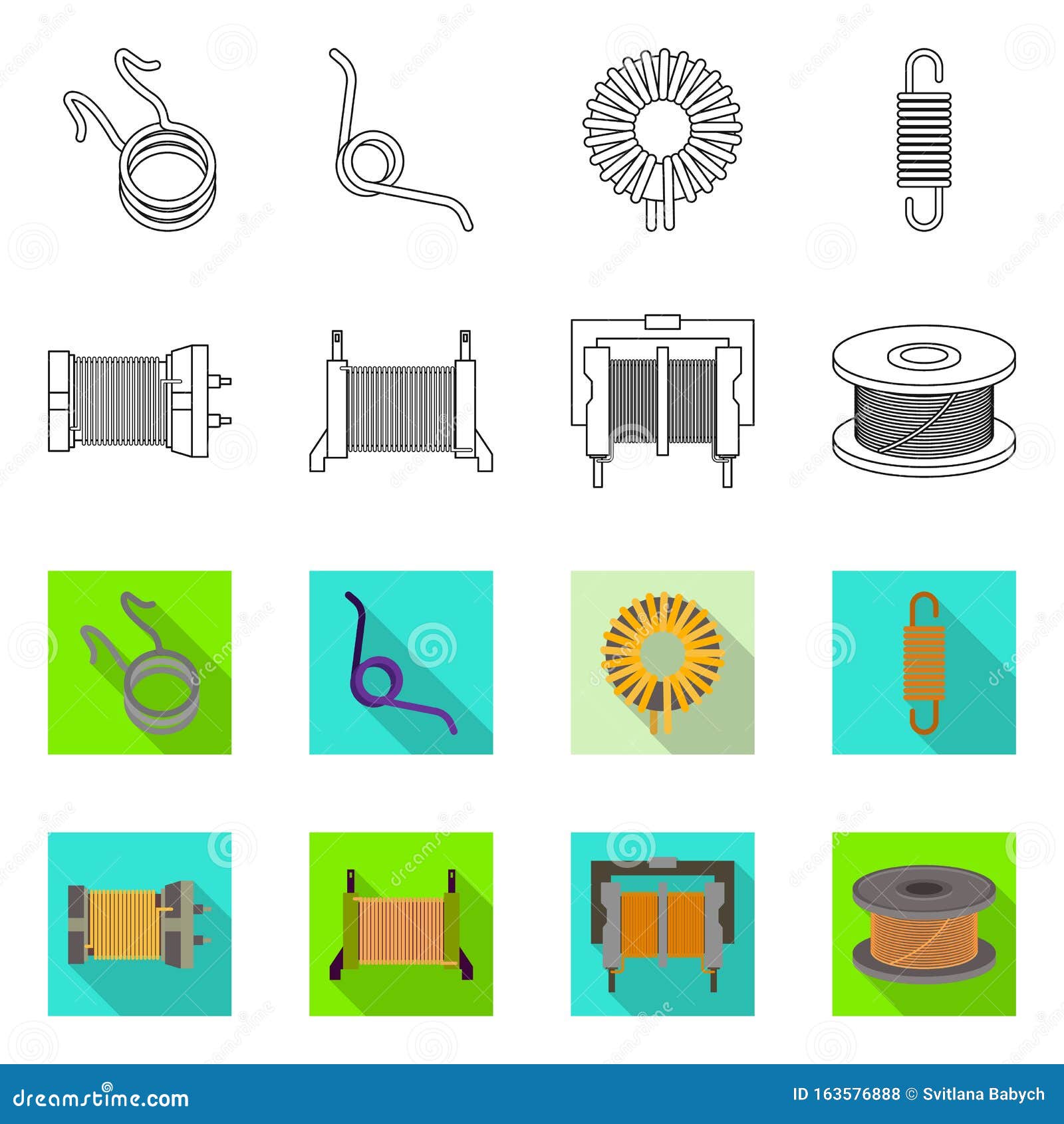 Vector Illustration of Compression and Torsion Icon. Collection of ...