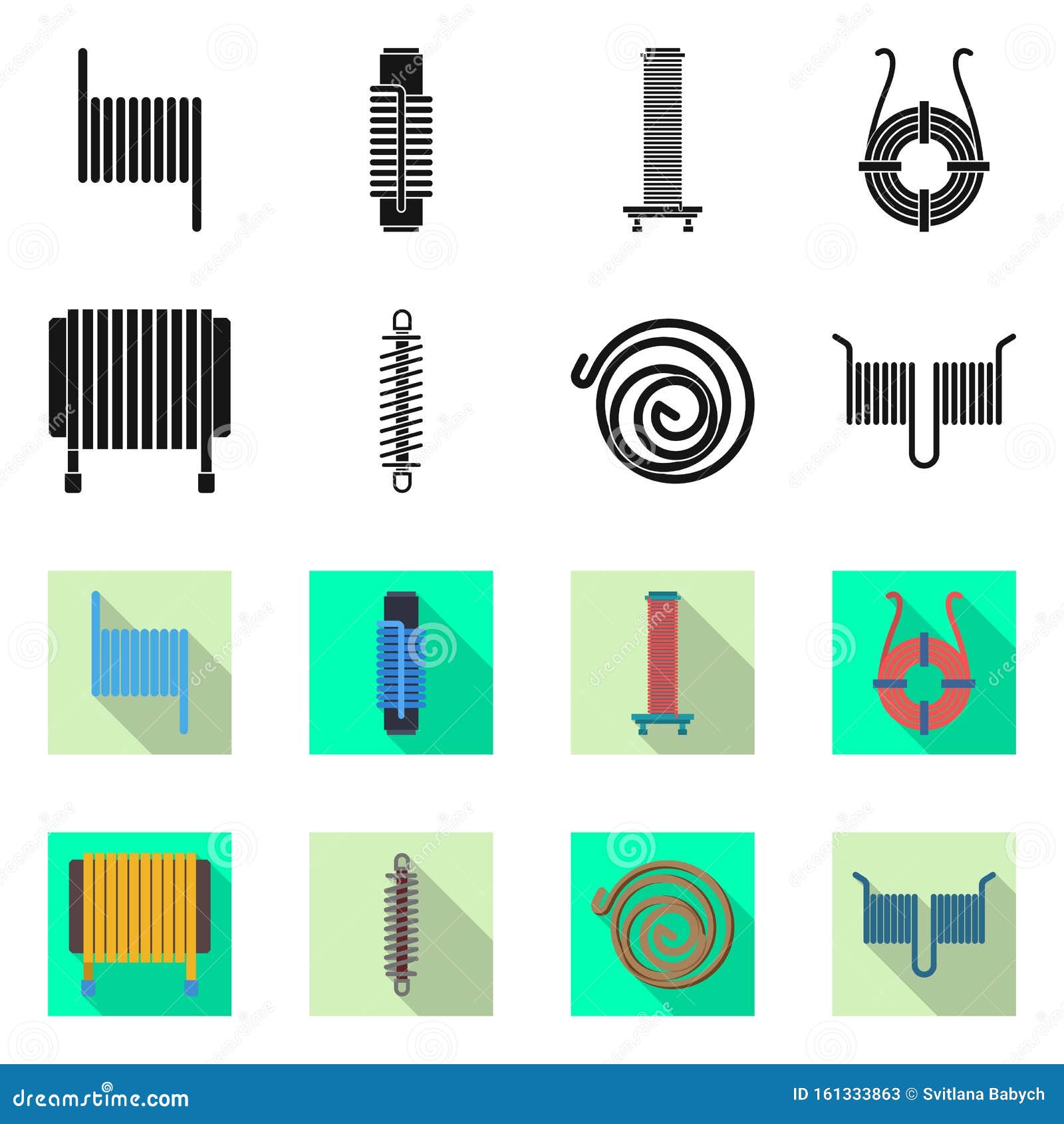 Vector Illustration of Compression and Torsion Sign. Set of Compression ...