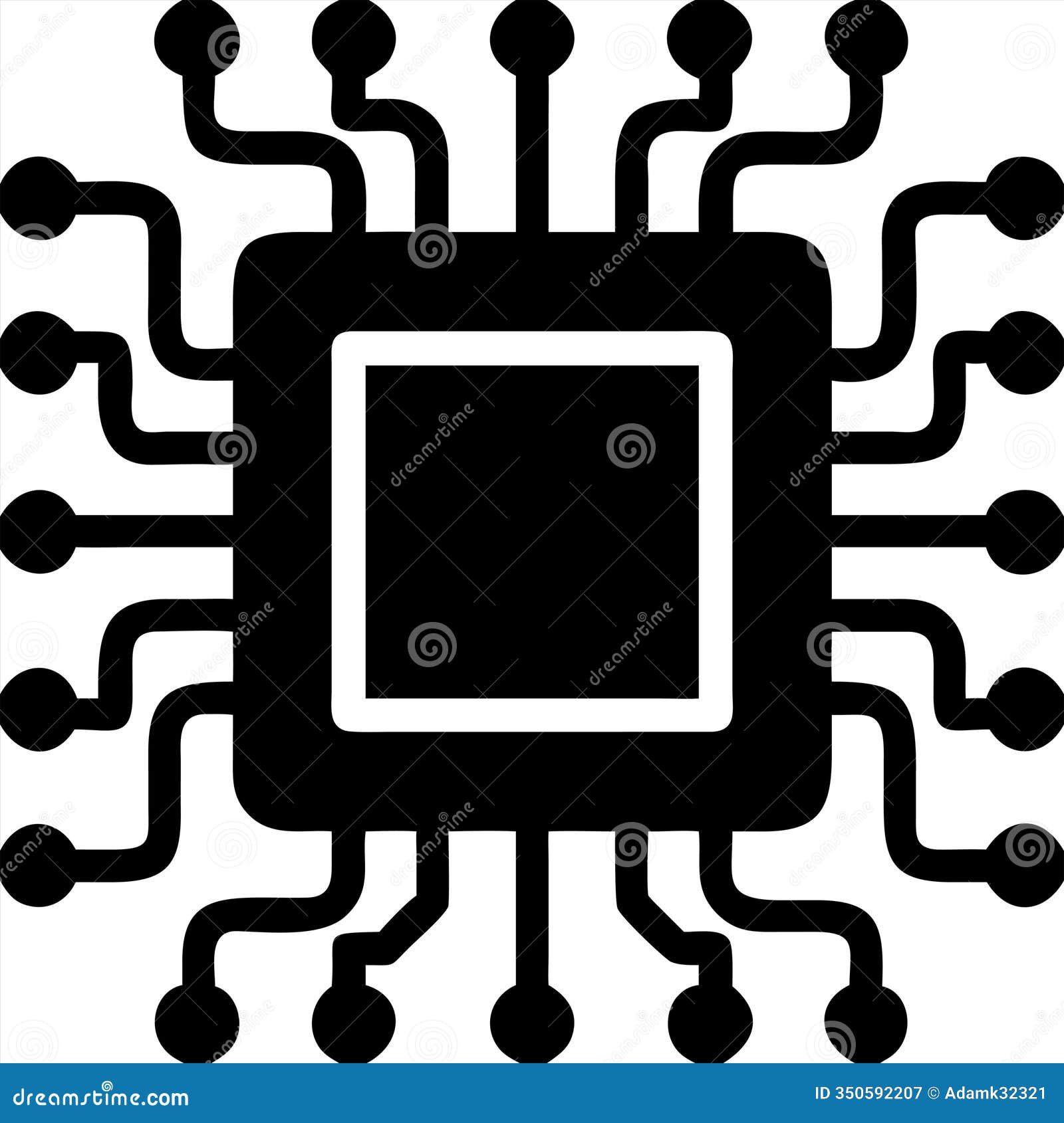 Vector Illustration of Computer Microchip Symbol for Technology and ...