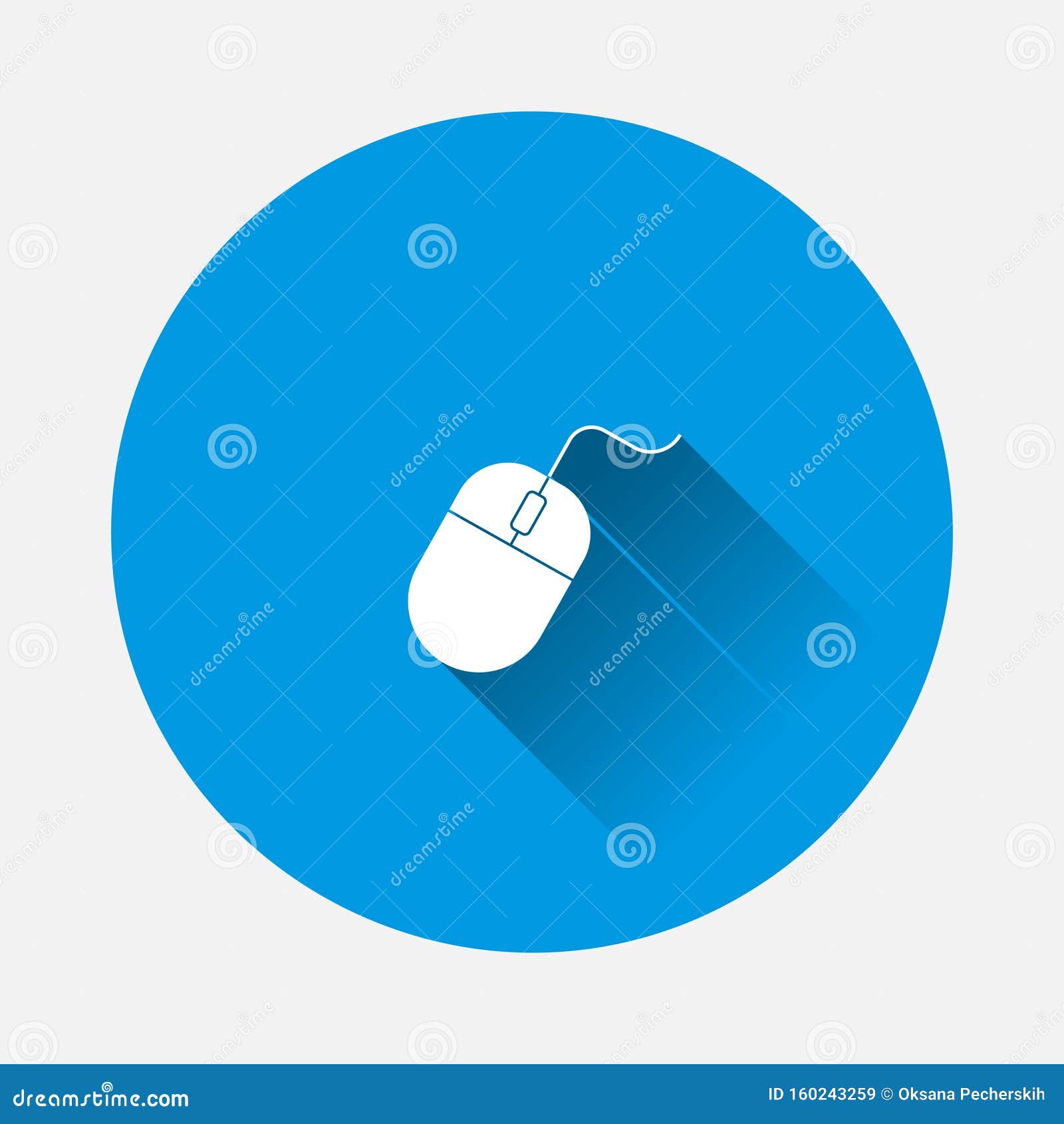 Vector Illustration of Computer Mouse on Blue Background. Flat Image ...