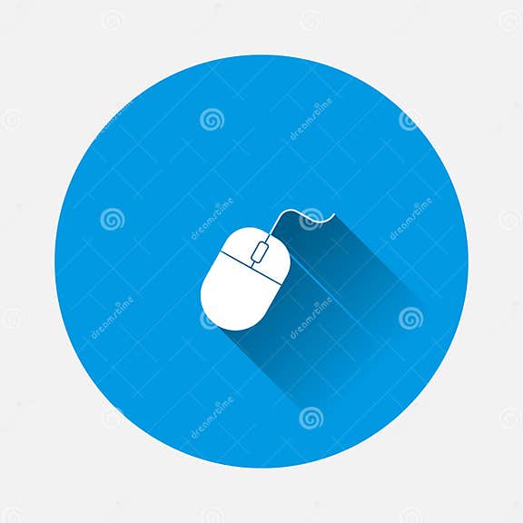 Vector Illustration of Computer Mouse on Blue Background. Flat Image ...