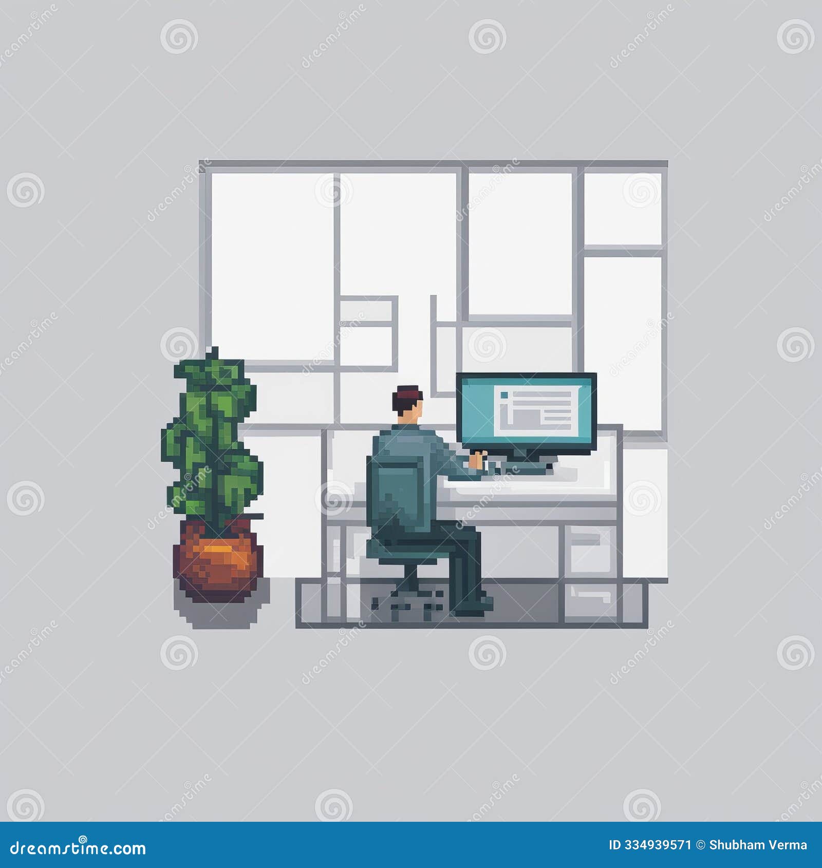 Vector Illustration of a Computer in a Office Vector Illustration of a ...